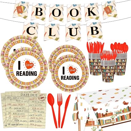 Amazon.com: 142 Pcs Vintage Book Theme Party Tableware Book Club ...