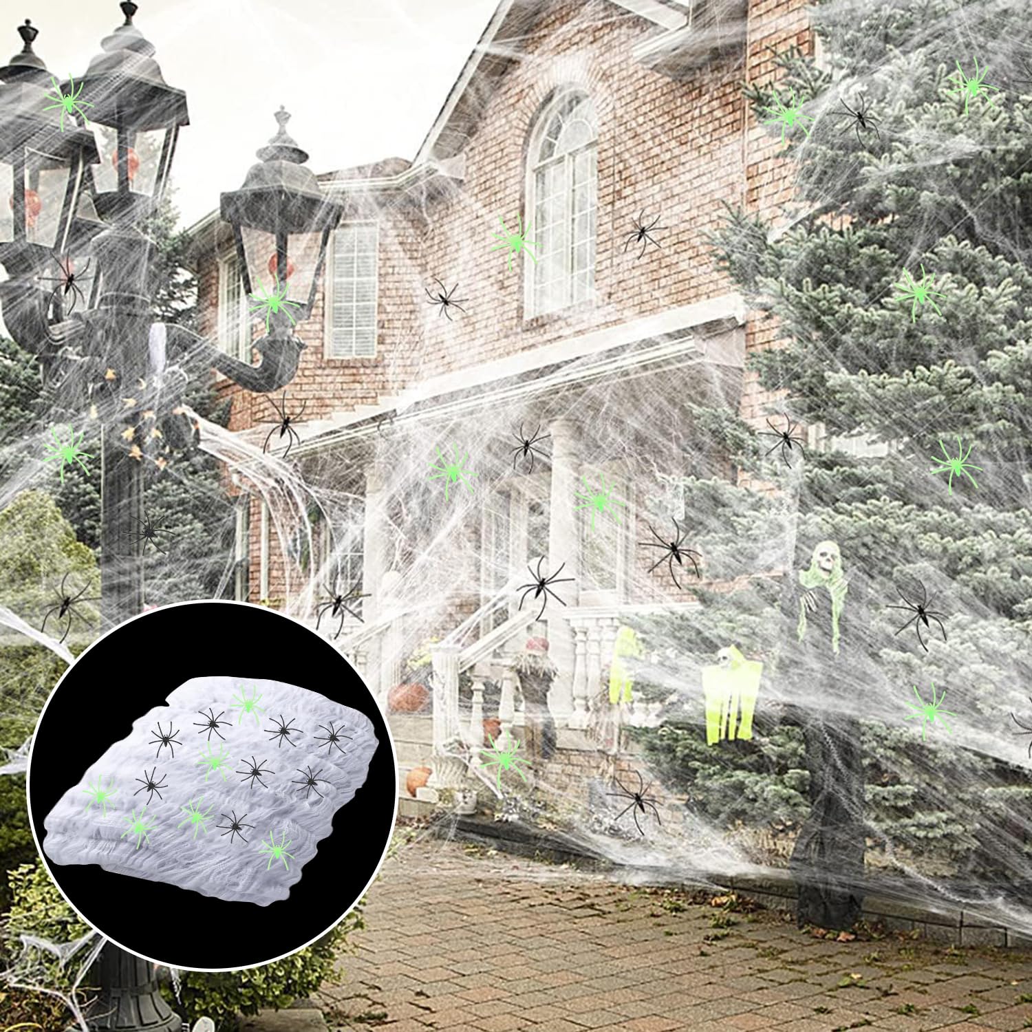 Amazon.com: Risop 2400 sq ft Spider Web Halloween Decorations, with 25 ...
