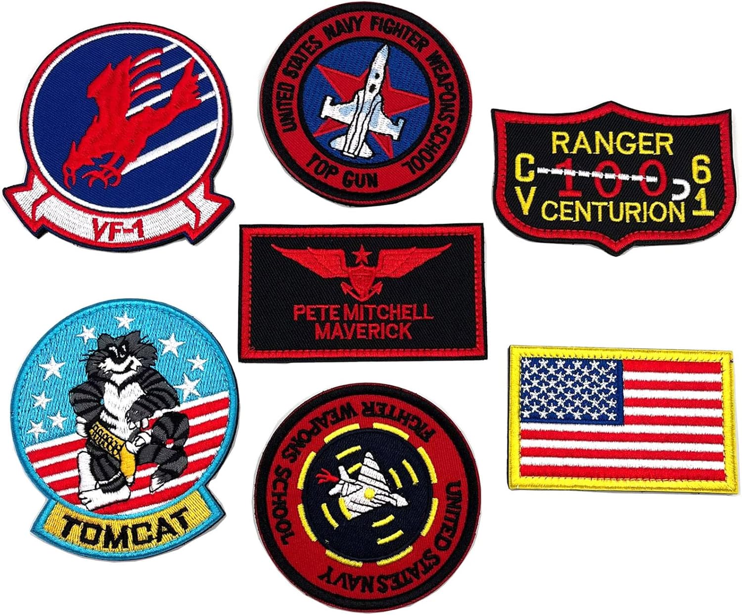 Amazon.com: Bundle 7 Pieces USA Flag Hook and Loop Patch Navy Sew ...