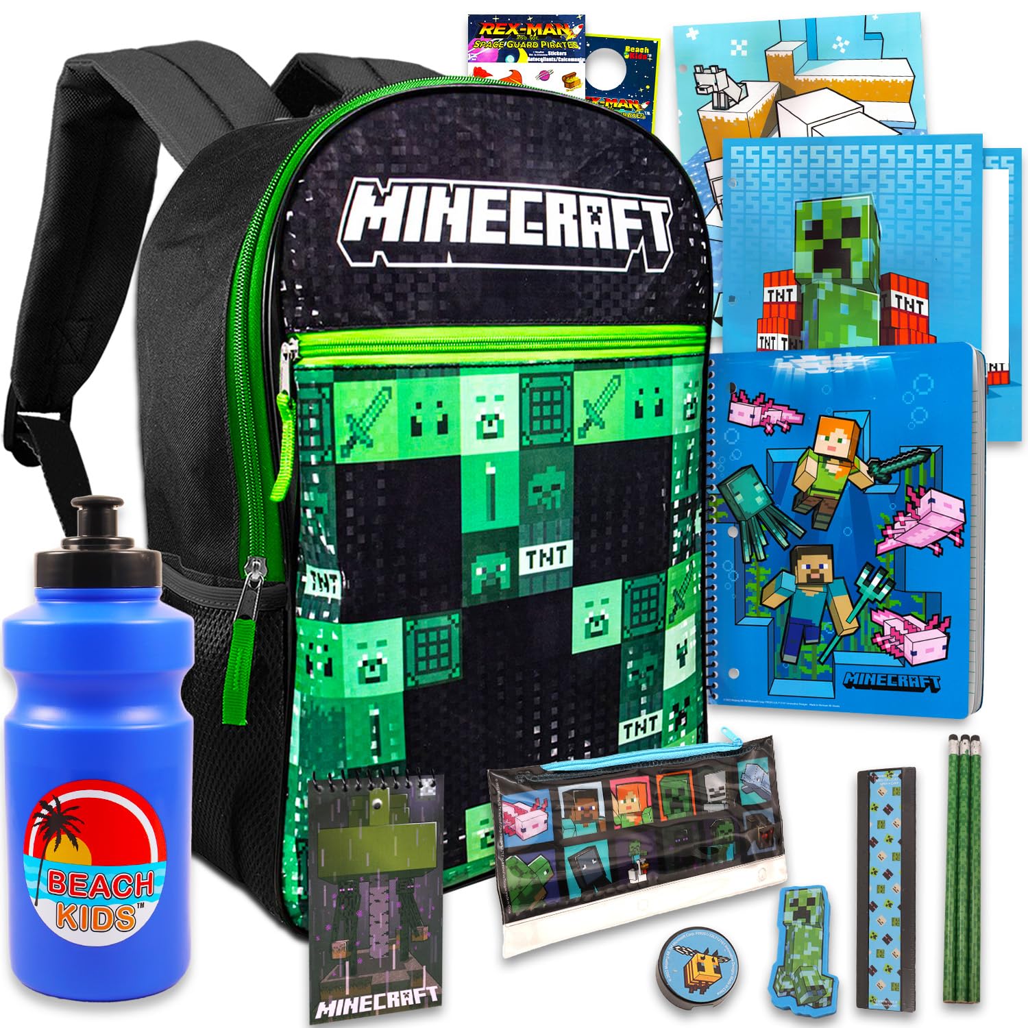 Amazon.com | Minecraft Backpack Set - Bundle of School Supplies Bundle ...