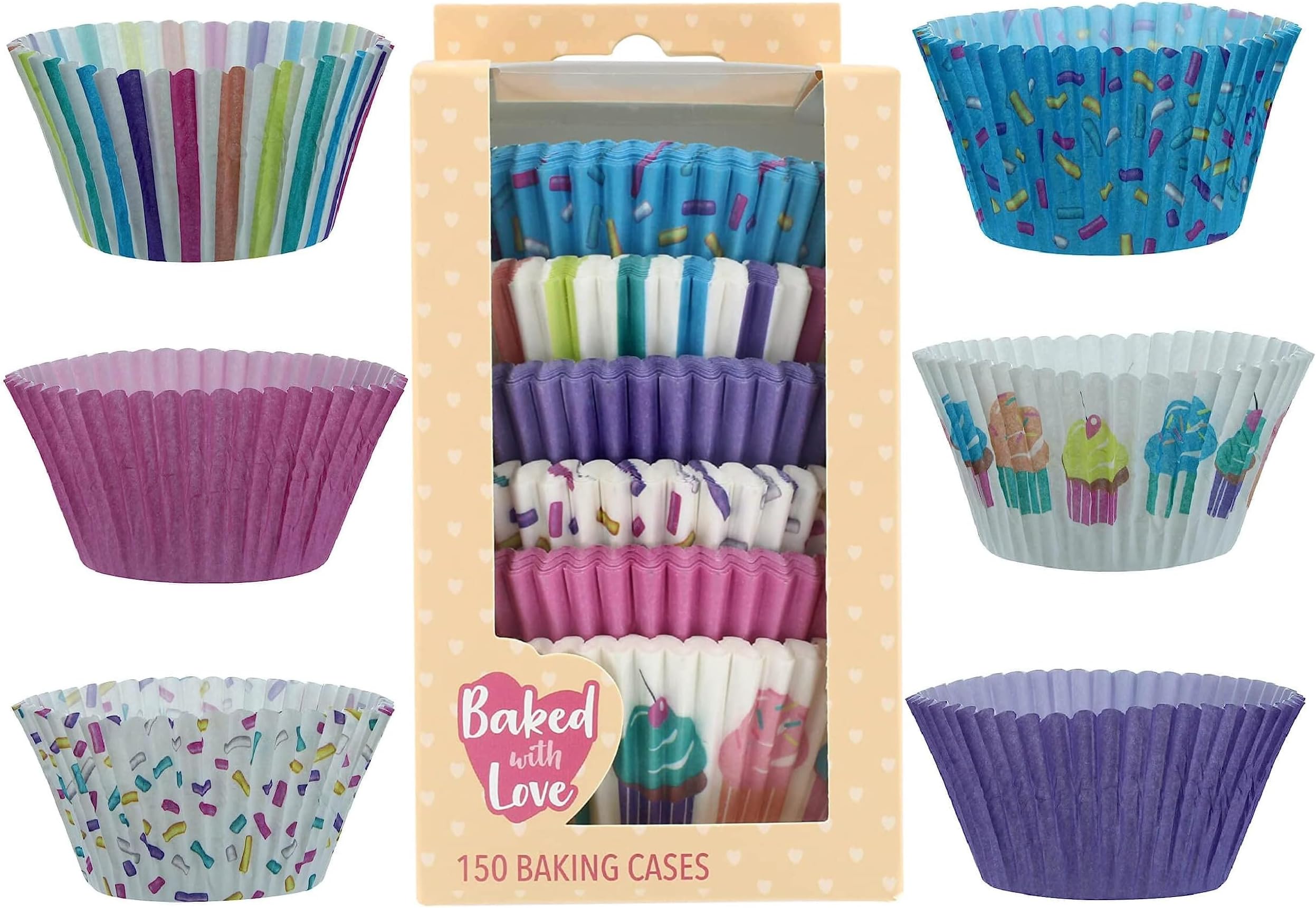 200pcs Rainbow Cupcake Cases Paper Wrapper for Baking Muffin : Amazon ...