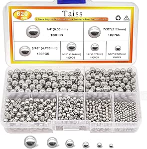 Amazon.com: Taiss 620PCS 304 Stainless Steel Precision Balls,Bicycle Bearing Balls Assortment ...