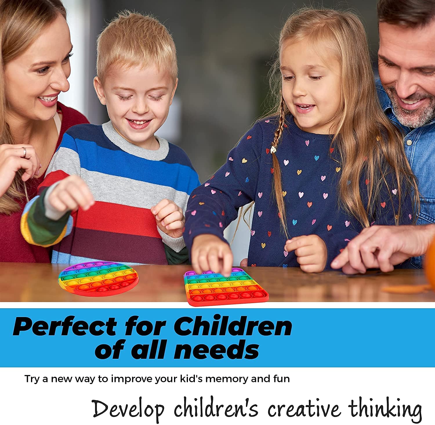 Snapklik.com : 4 Pack Pop It Pop Its Rainbow Pop Fidget Toys Poppet ...