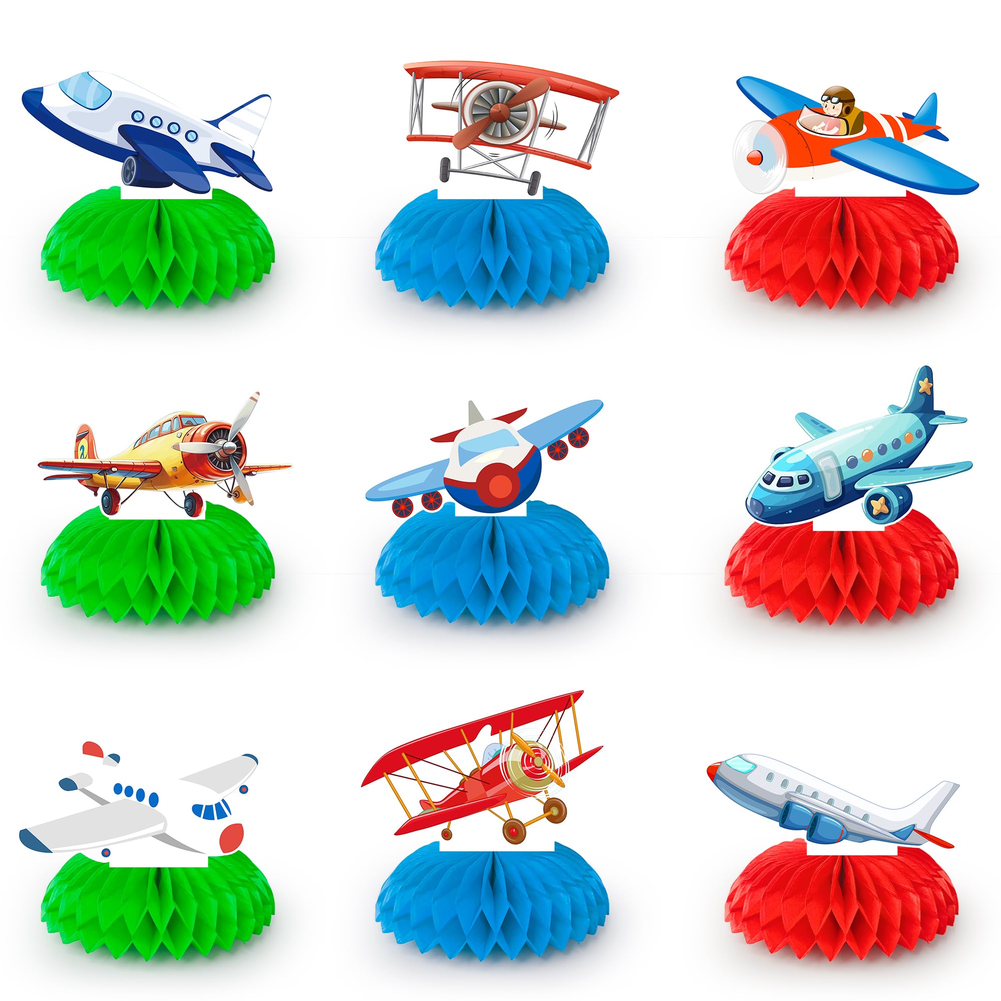 Amazon.com: Airplane Honeycomb Centerpieces, 9 Pcs Aircraft Happy ...