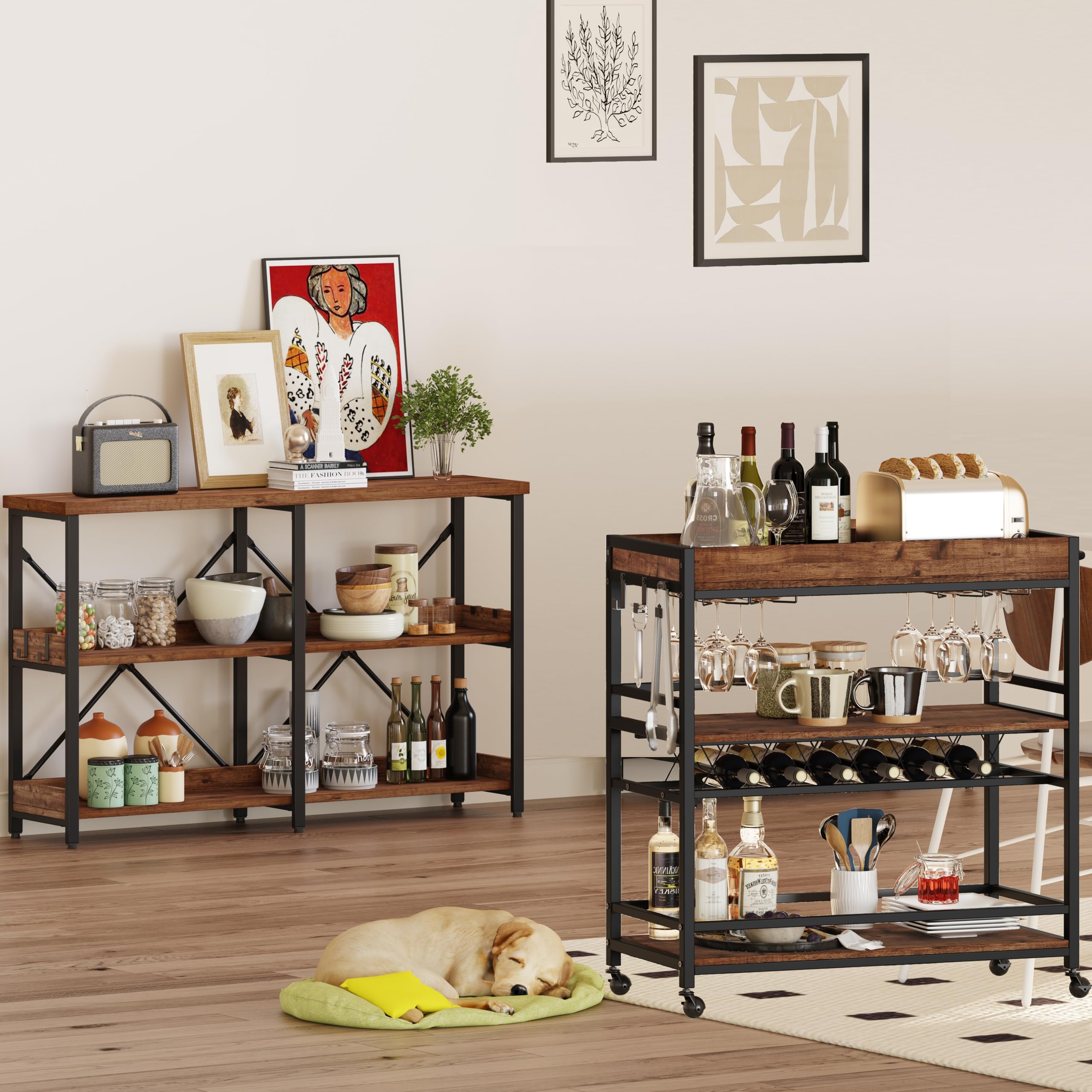 Amazon.com - BON AUGURE 3 Tier Sofa Table Behind Couch and Bar Cart for ...