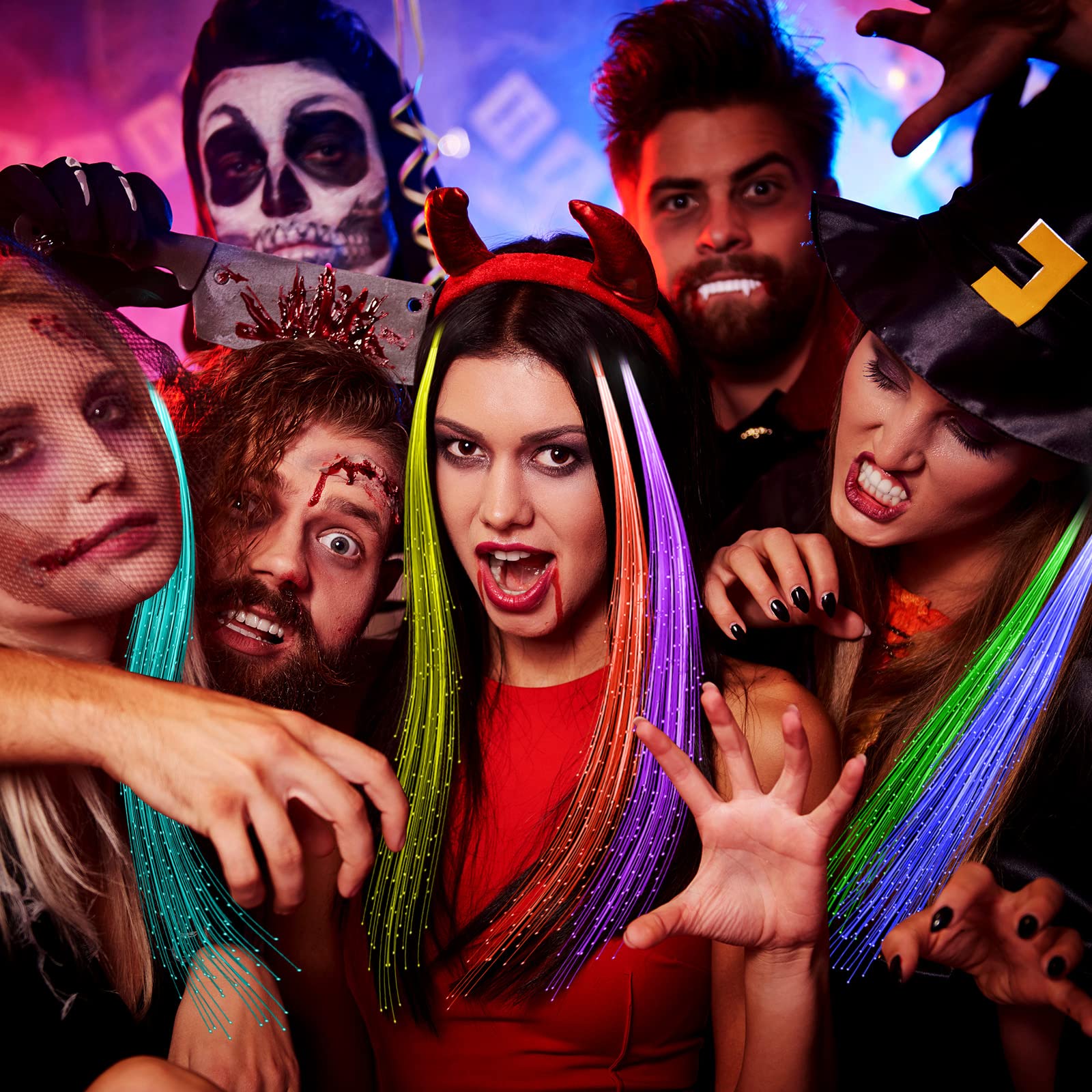 60 Pcs Light up Hair Accessories LED Hair Clips Fiber Optic LED Hair ...