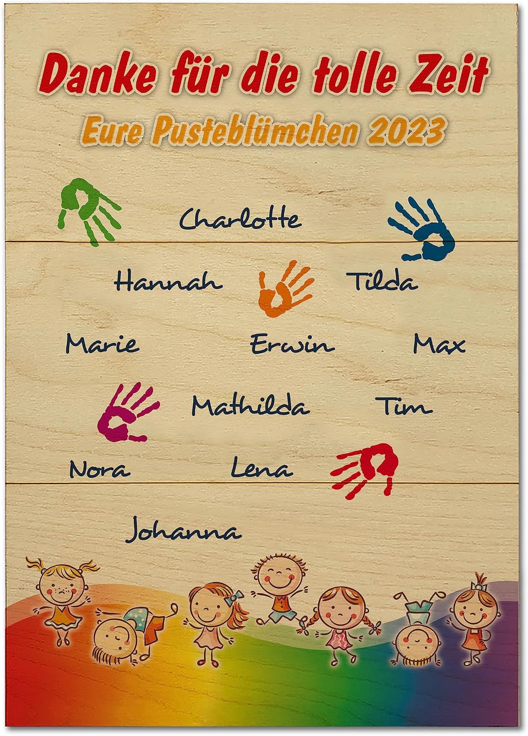 Kita Abschiedsgeschenk Holztafel | HÄNDE | mit Namen & Wunschtext ...