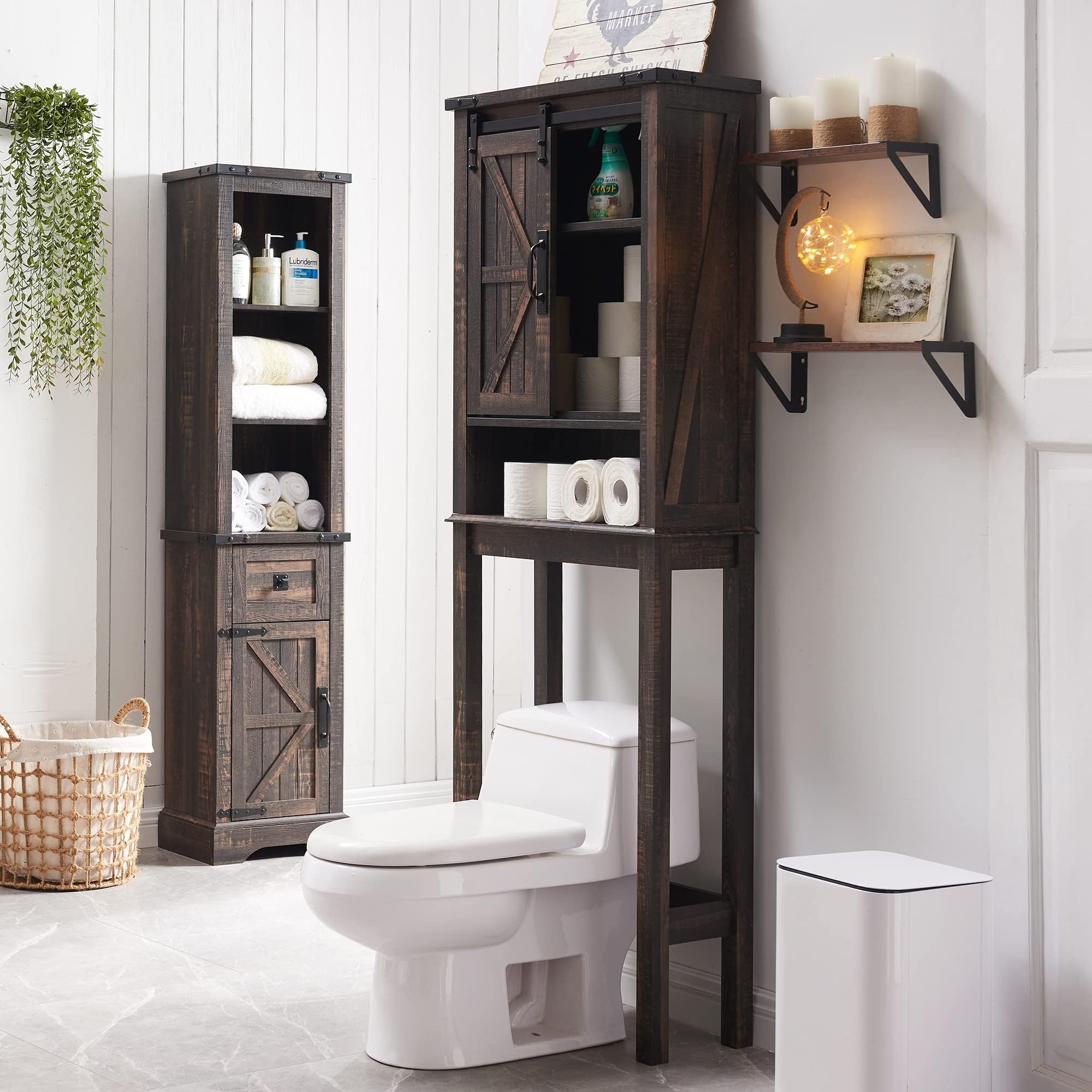 Amazon.com: OKD Over The Toilet Storage Cabinet, Farmhouse Storage ...