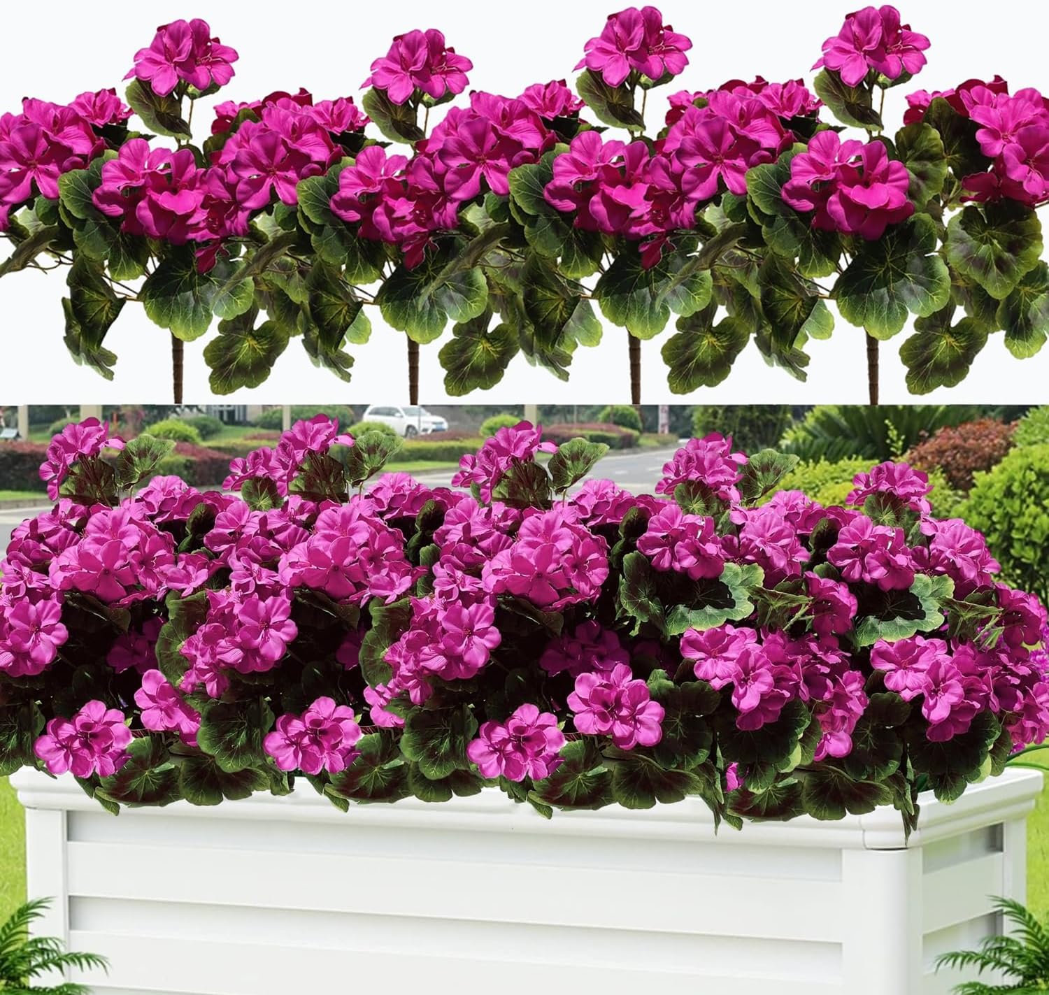 Amazon.com: Magrowie Set of 4 - Violet Artificial Geranium Bundles ...