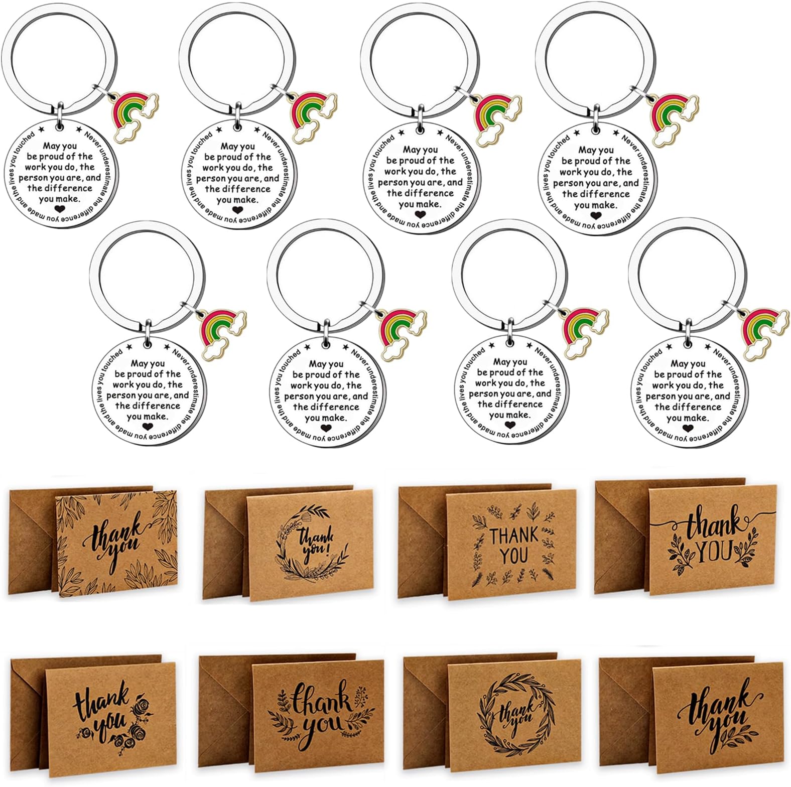 elthmpr 6 Pack Thank You Teacher Gifts, Thank You Cards with Keyring Leaving Gifts, Best Teacher ...