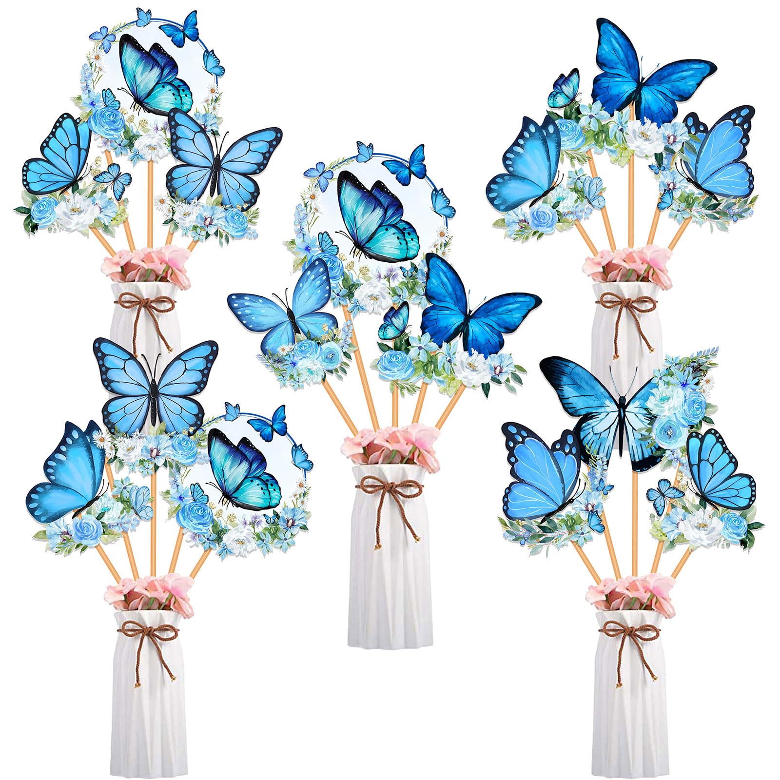 Amazon.com: Balterever 24pcs Blue Butterfly Birthday Table Centerpieces ...
