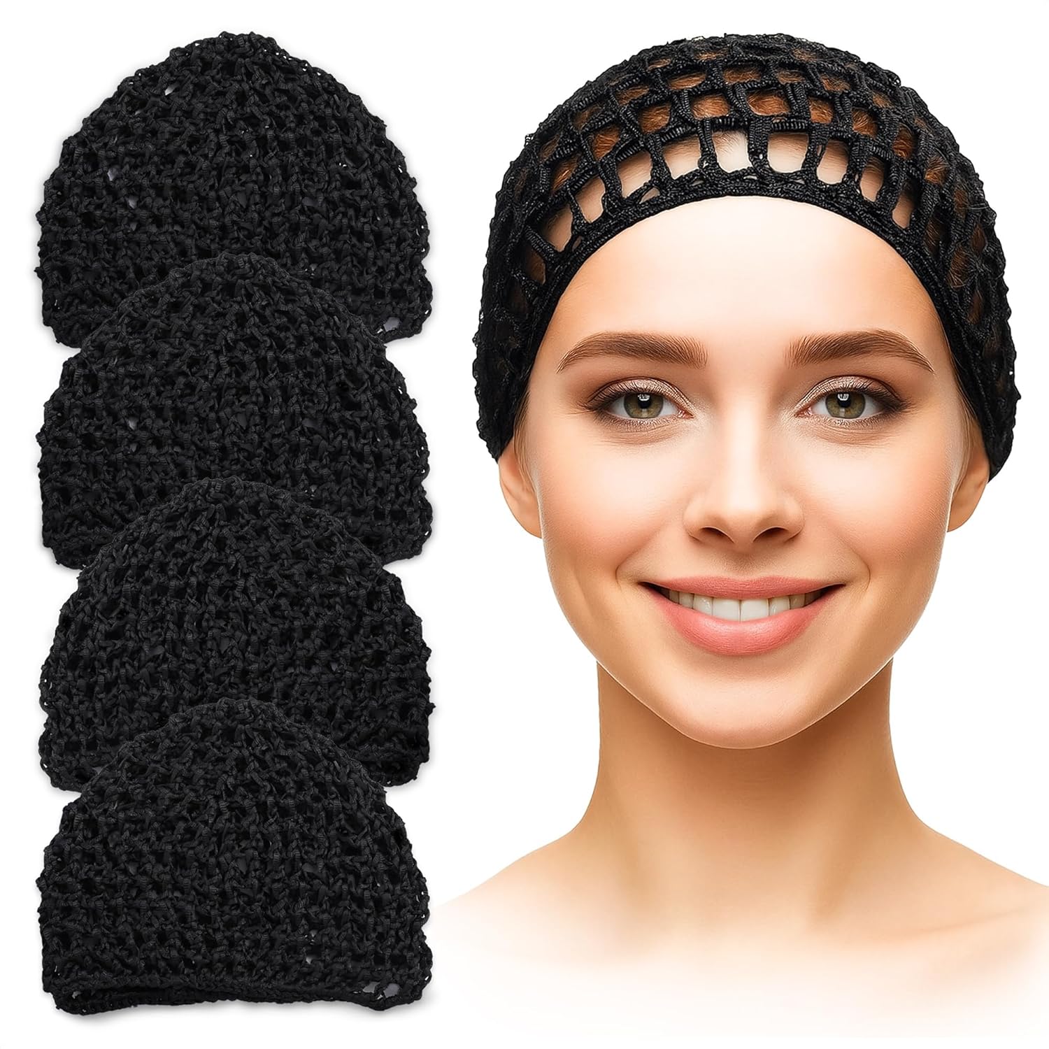 Amazon.com : 4 Pcs Black Hair Nets for Sleeping – 5.5 x 7" Soft ...