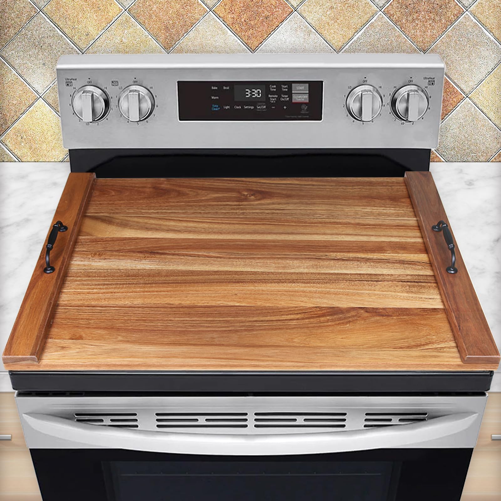 Amazon.com: Lallisa Walnut Noodle Board Stove Cover Wood Stovetop Cover ...