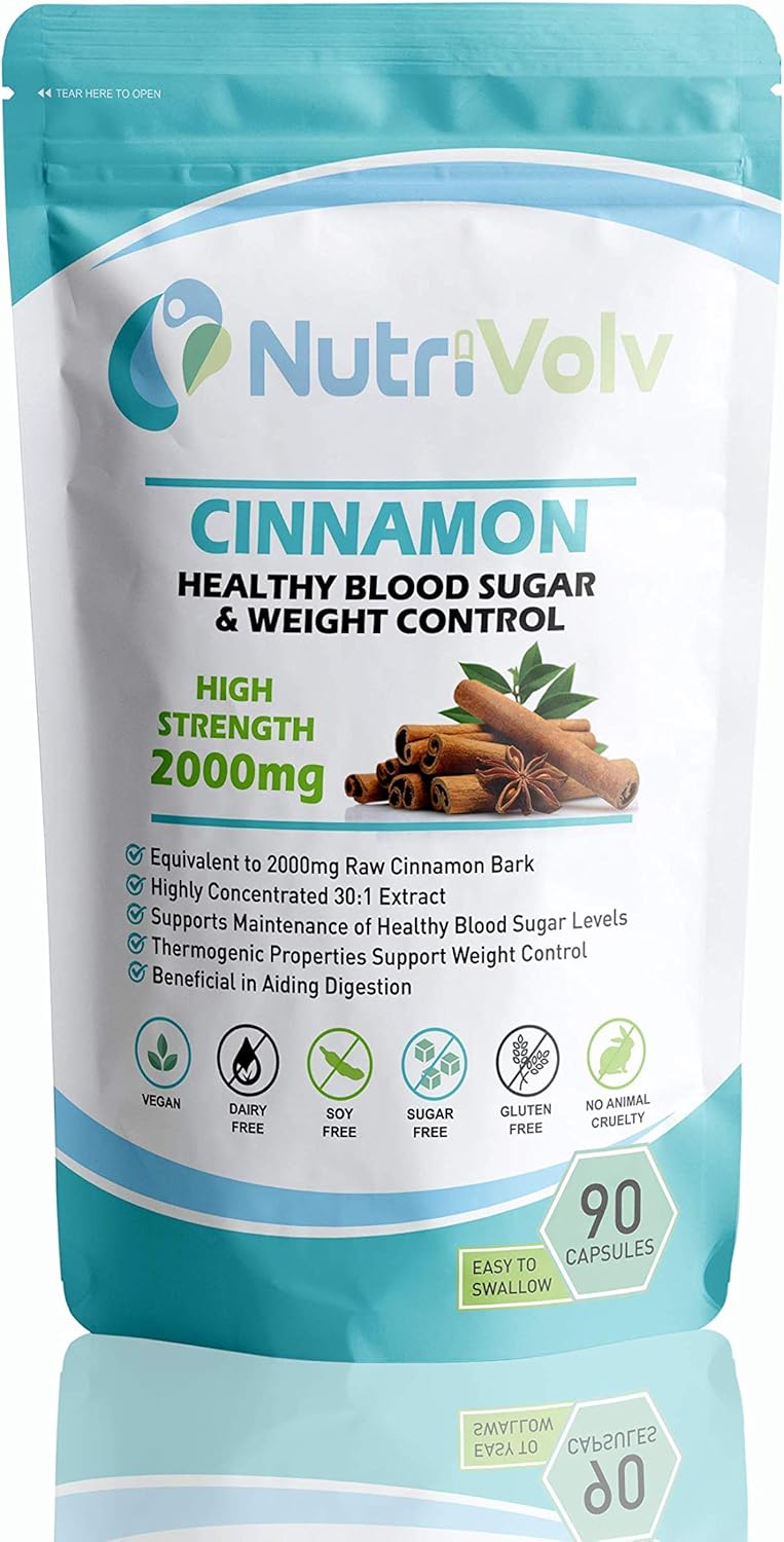 Cinnamon 2000mg Herbal Supplement Supports Healthy Blood Sugar Glucose ...