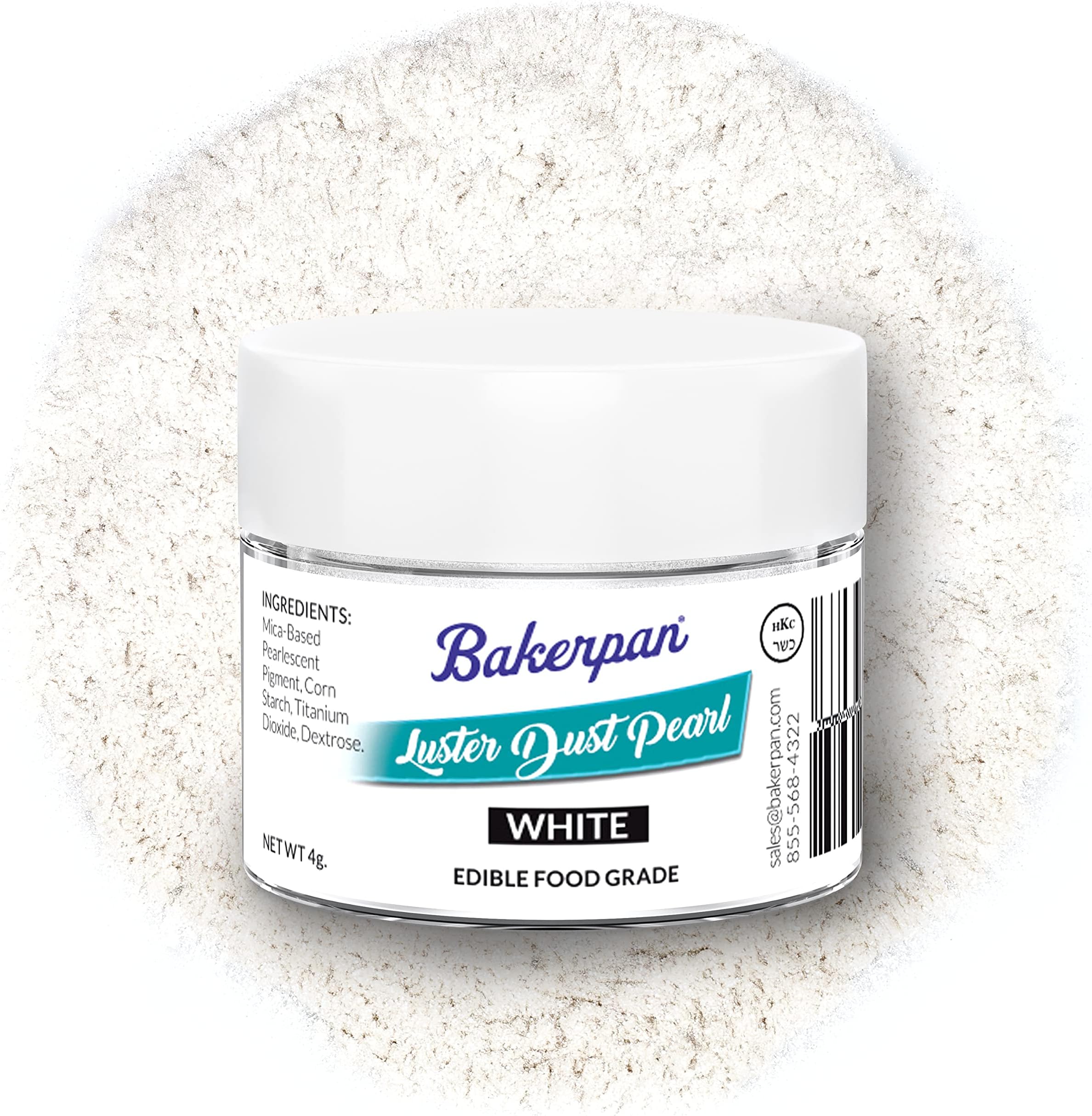Amazon.com : Bakerpan Pearl Luster Dust Edible, White Luster Dust, 4 ...