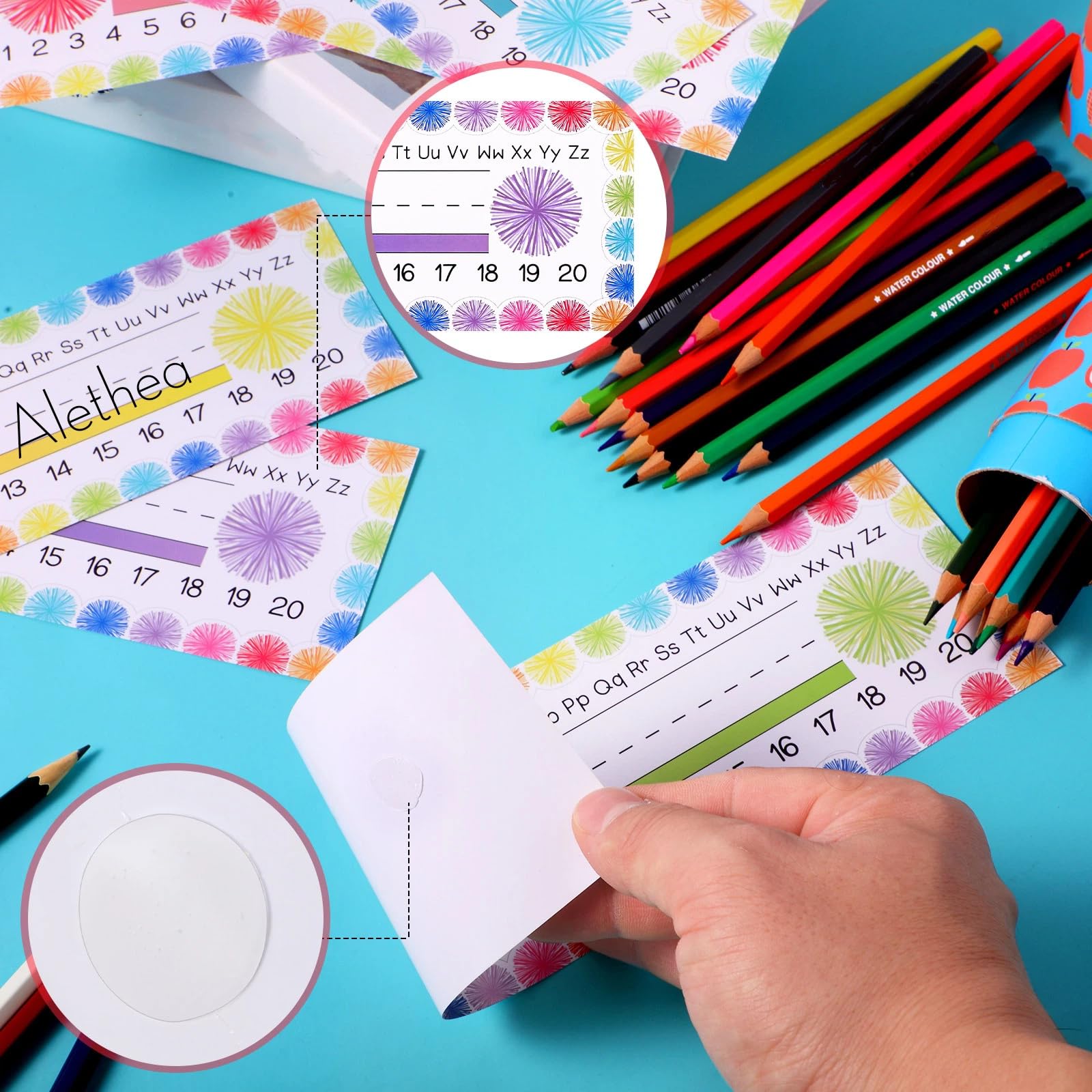 Snapklik.com : 60 Pcs Colorful Fireworks Students Name Plates Classroom ...