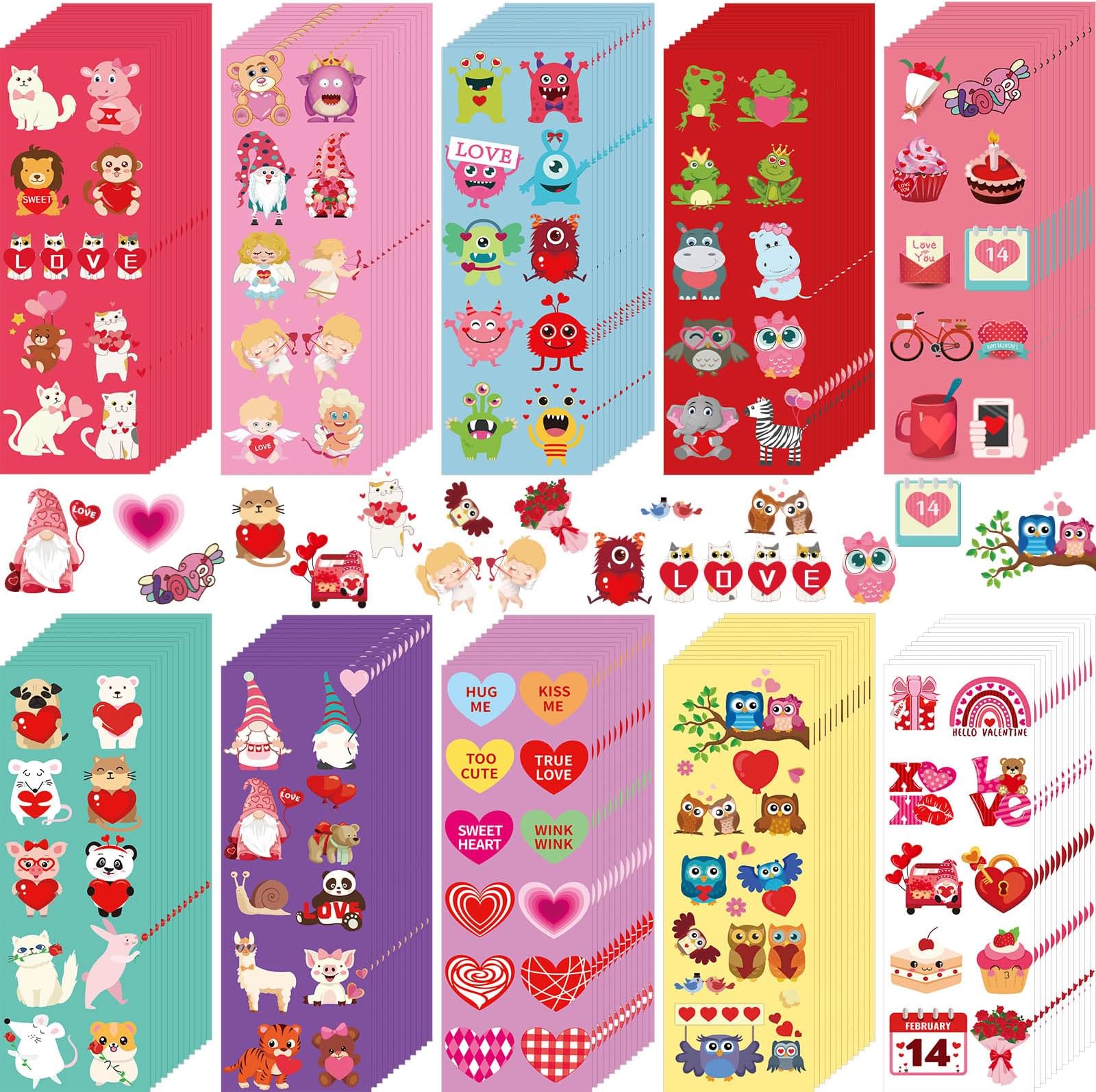 Amazon.com: Heart Stickers for Kids, Valentines Day Colorful Heart ...
