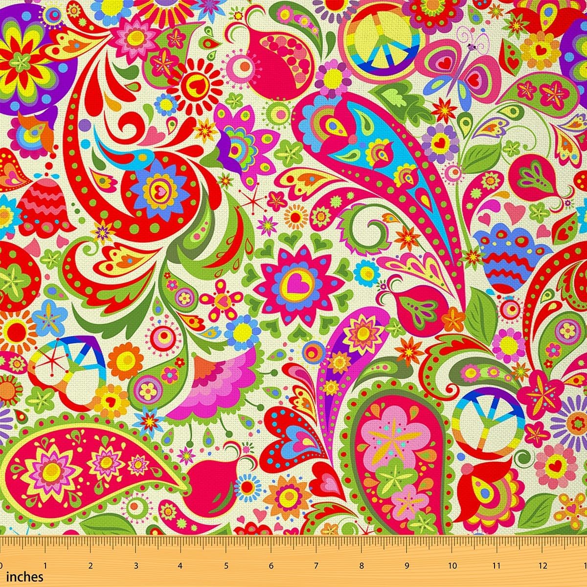Amazon.com: Retro 70s Hippie Flower Decorative Fabric by The Yard ...