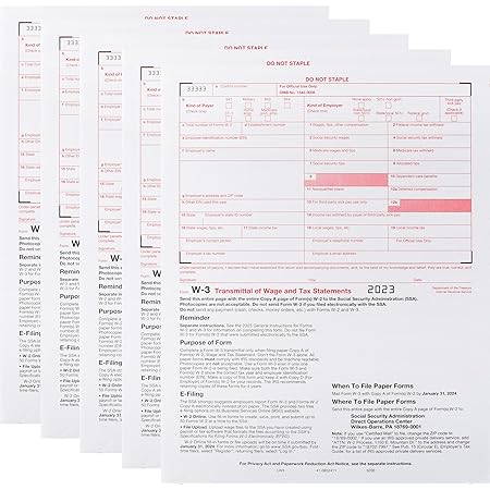 Amazon.com : W-3 Tax Transmittal Form 2023 Pack of 10 Laser Forms Summary for Transmittal of ...