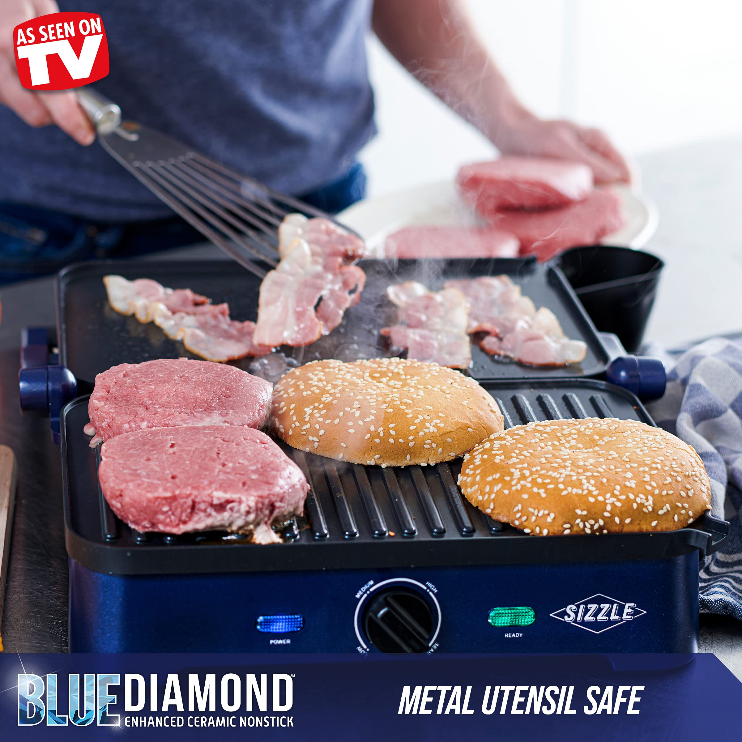 Blue Diamond CC002899-001 Sizzle Deluxe Electric Griddle and Grill Pan ...