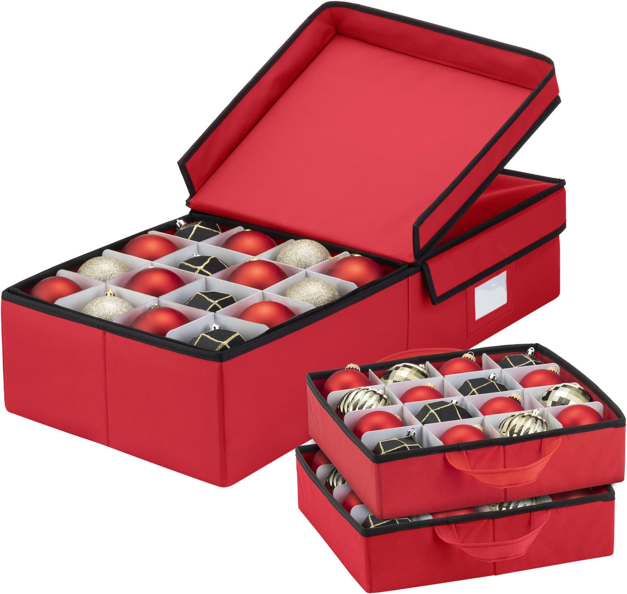Premium Christmas Bauble Storage Box With Dividers - 64 Compartment ...