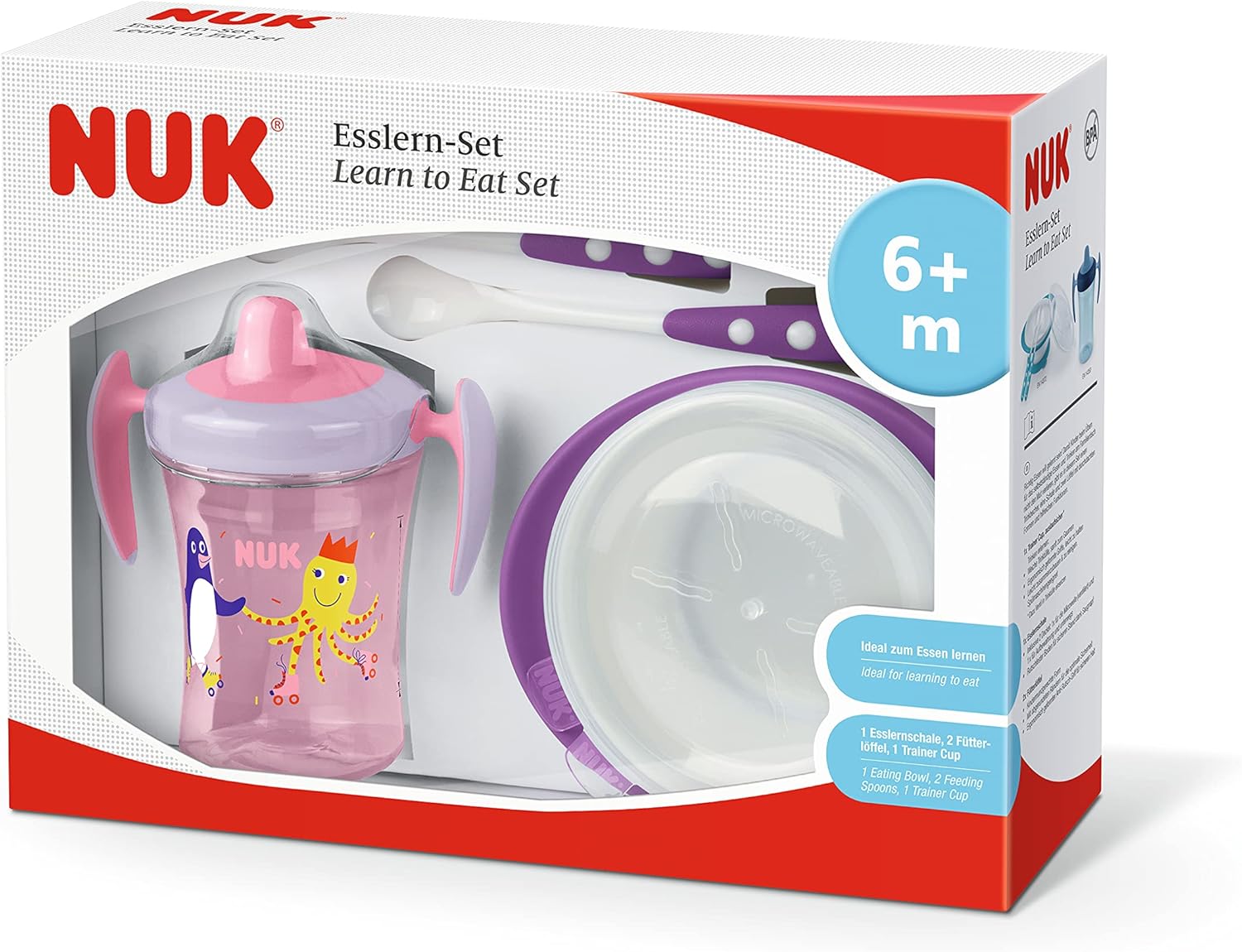 NUK Learning to eat Set, Trainer Cup, Drinking Cup (230 ml), Learning ...