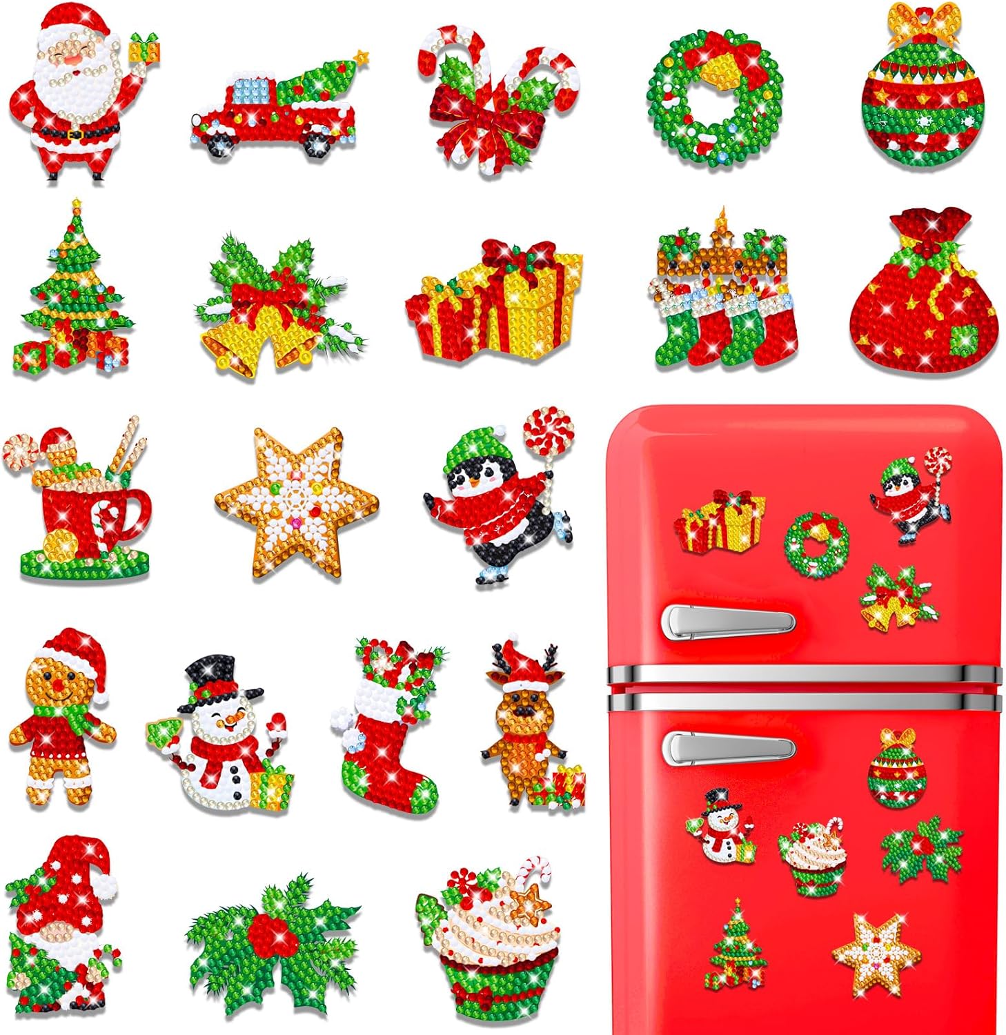Amazon.com: Kanayu 20 Pcs Christmas Diamond Painting Magnets DIY ...