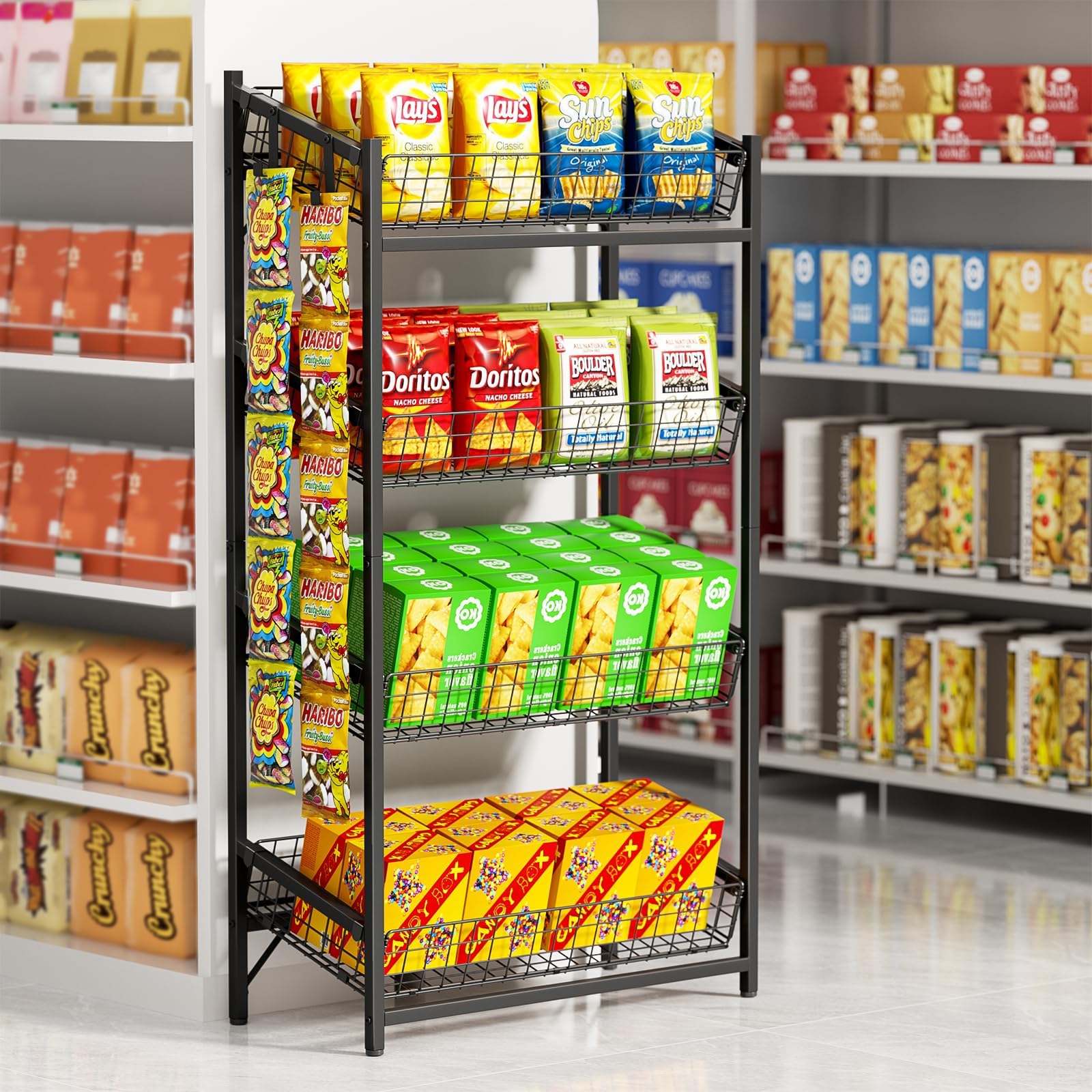 Amazon.com: OMKUOSYA 5 Tier Snack Rack Display Stand, Retail Display ...