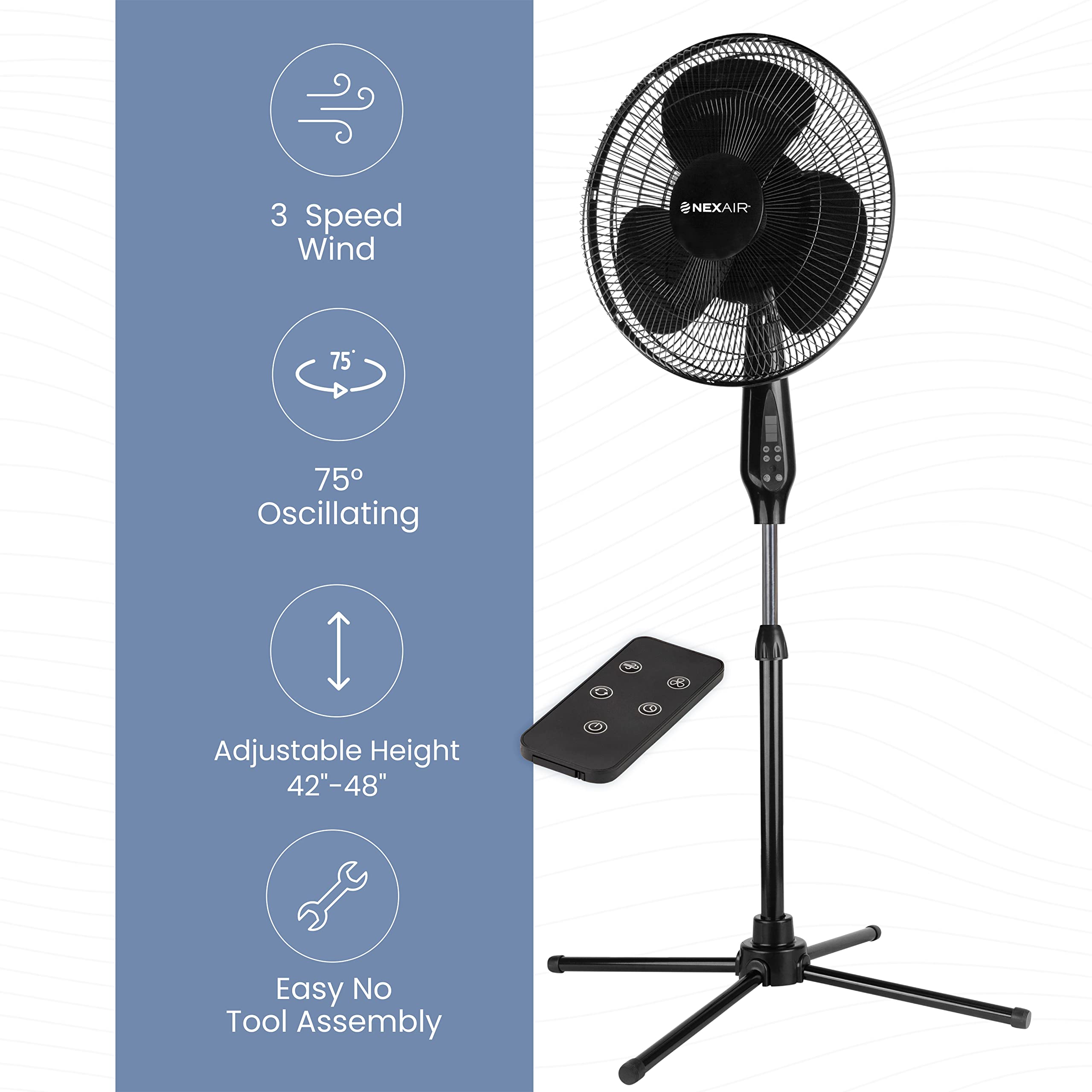 Snapklik.com : NEXAIR Oscillating 16 Inch Pedestal Stand Up Fan, Quiet ...