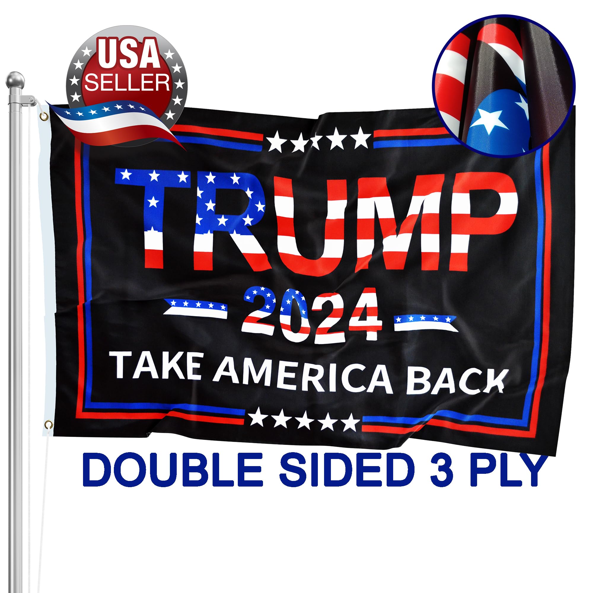 Amazon.com: Trump 2024 Flag 3x5 Ft - 3 Ply Trump Flag 2024 Double Sided ...