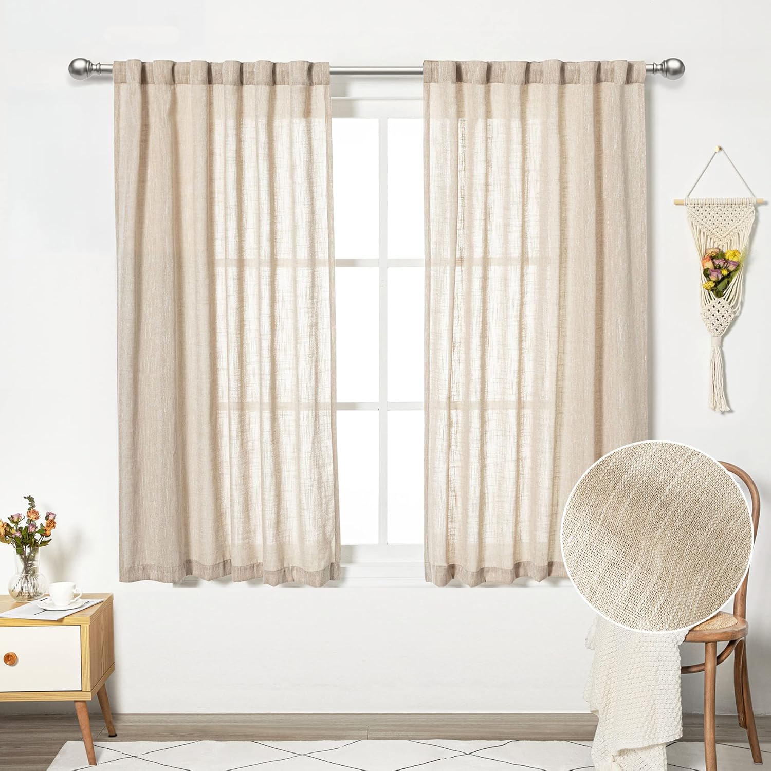 Amazon.com: MYSKY HOME Curtains for Kitchen Windows, Sheer Curtains 63 ...