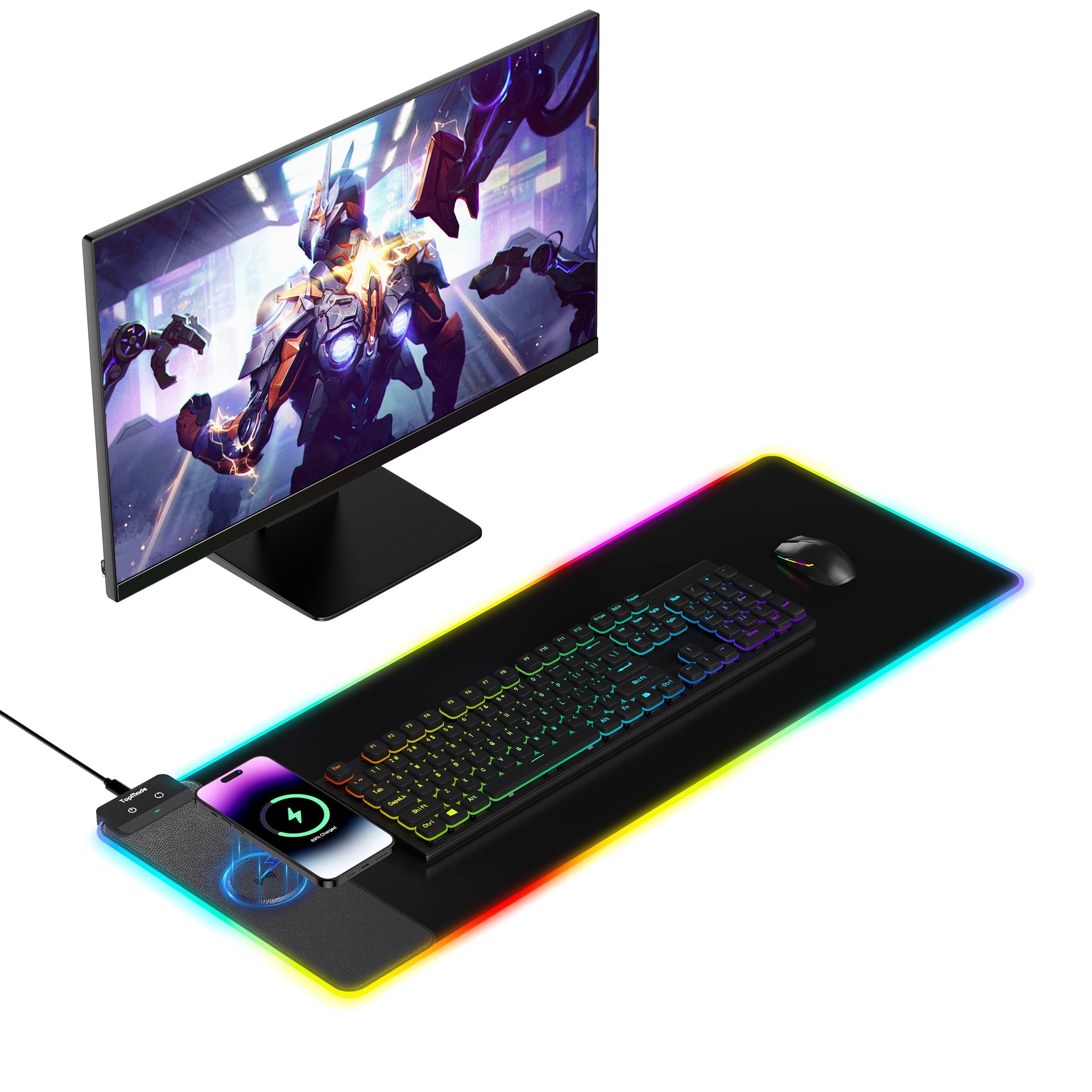 Amazon.com: TopMade RGB Gaming Mouse Pad, 15W Wireless Charging ...