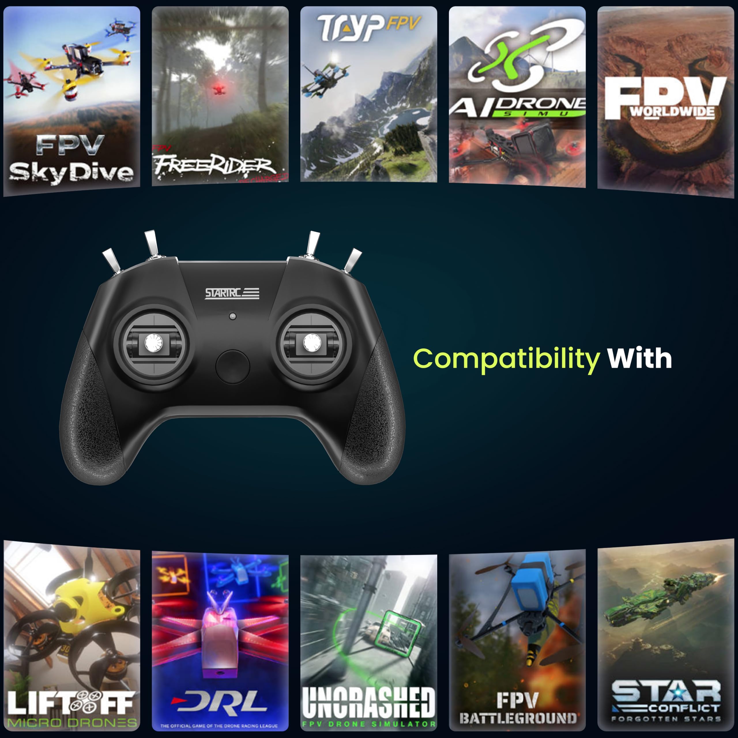 STARTRC S8 RC Flight Simulator Controller- 8 Channels FPV Drone Games ...