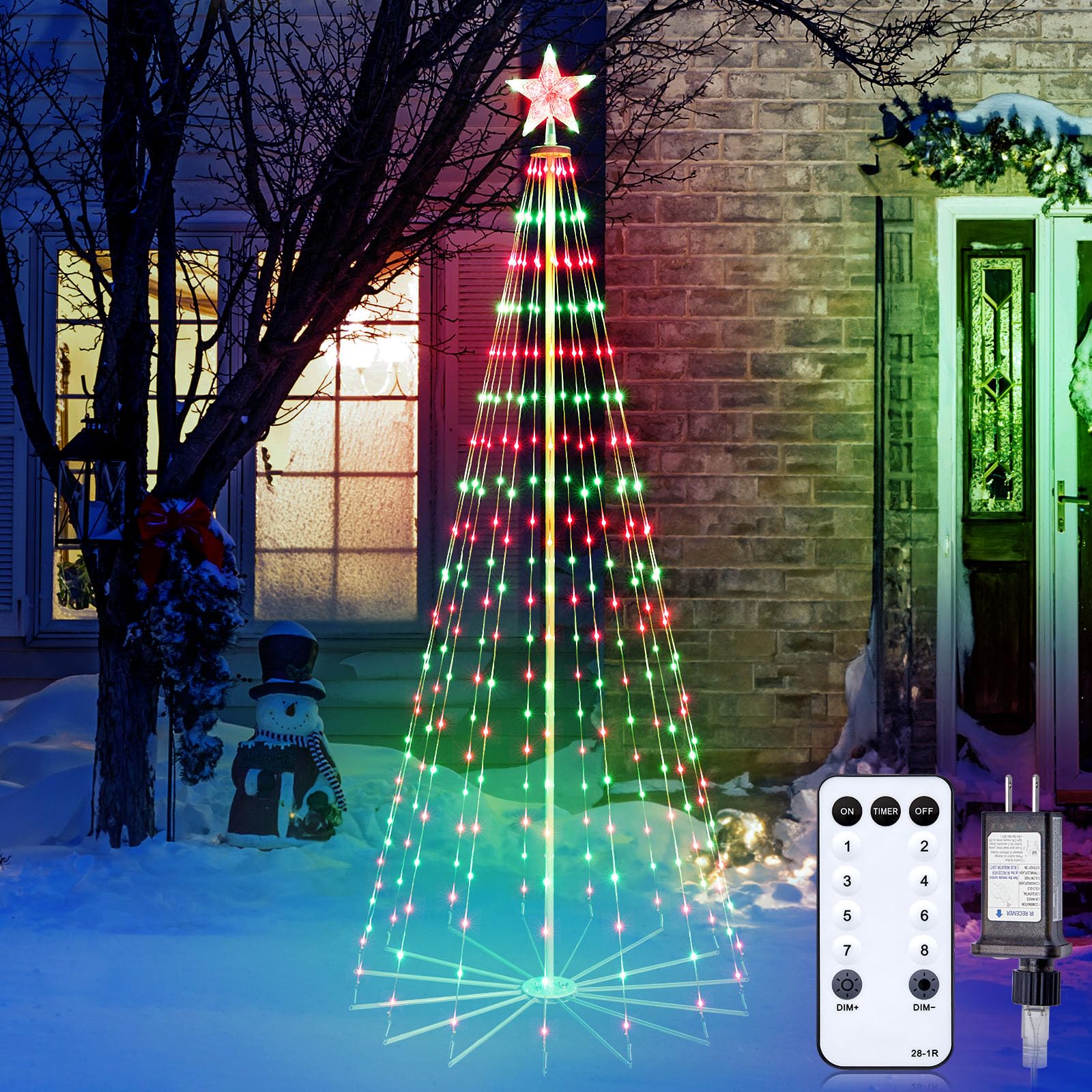 Amazon.com: Christmas Cone Tree Light, 7ft 295 LED Light Show Christmas ...