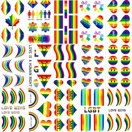 Amazon.com : COKOHAPPY 36 Sheets Pride Day Tattoo Rainbow Temporary ...