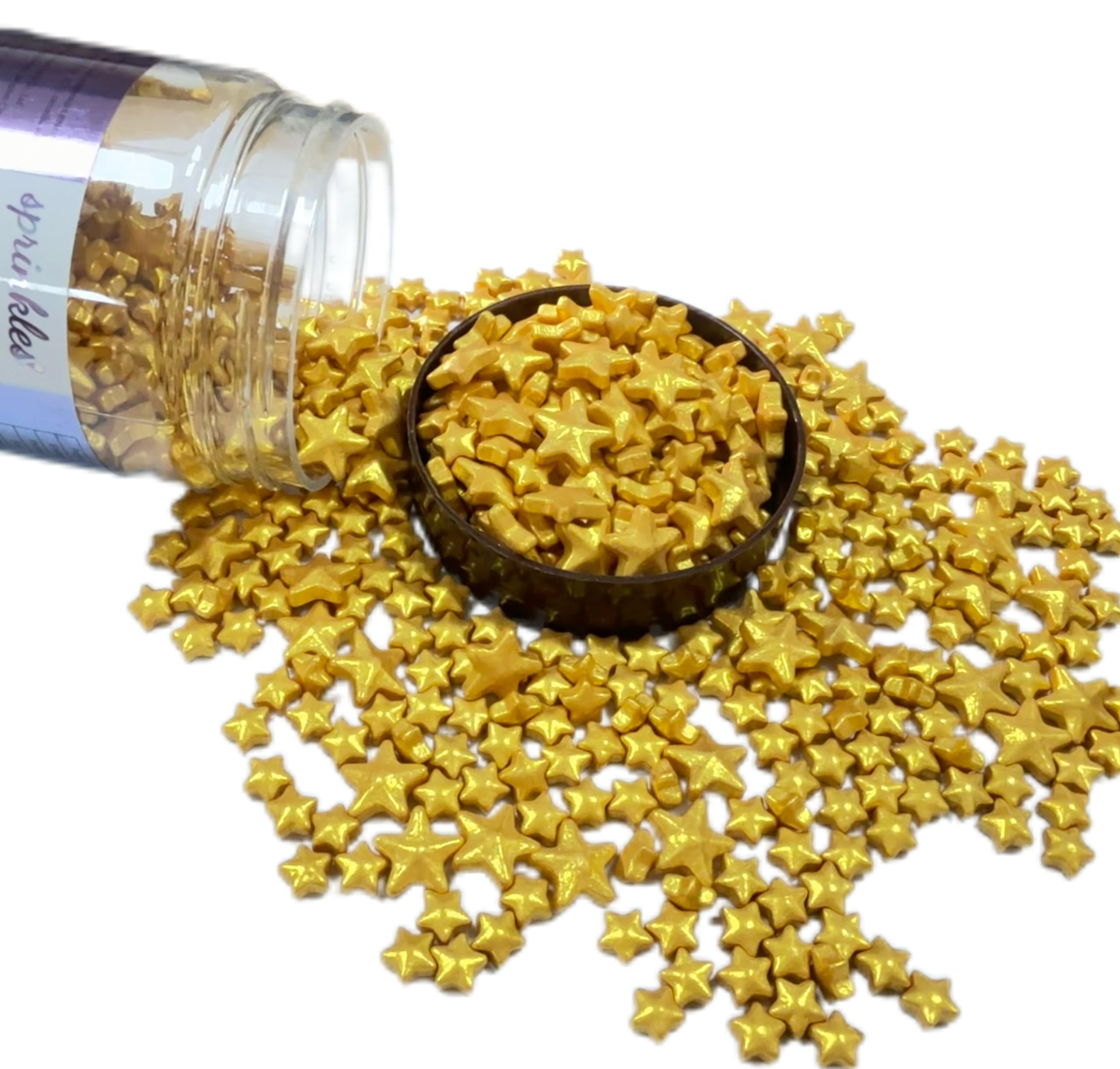 Amazon.com: Sentovac Edible Gold Star Sprinkles | Edible Cake Cupcake ...