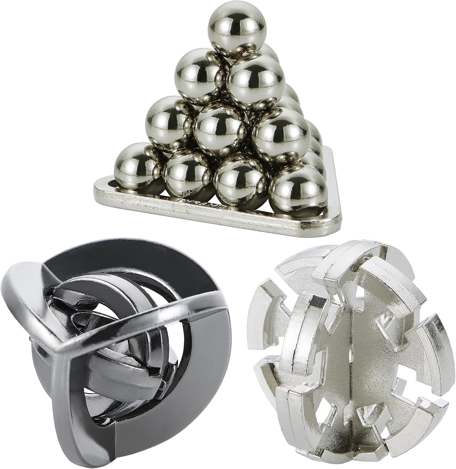 Amazon.com: Brain Teaser Puzzles- 3 PCS Metal Puzzles Kit Metal Cast ...