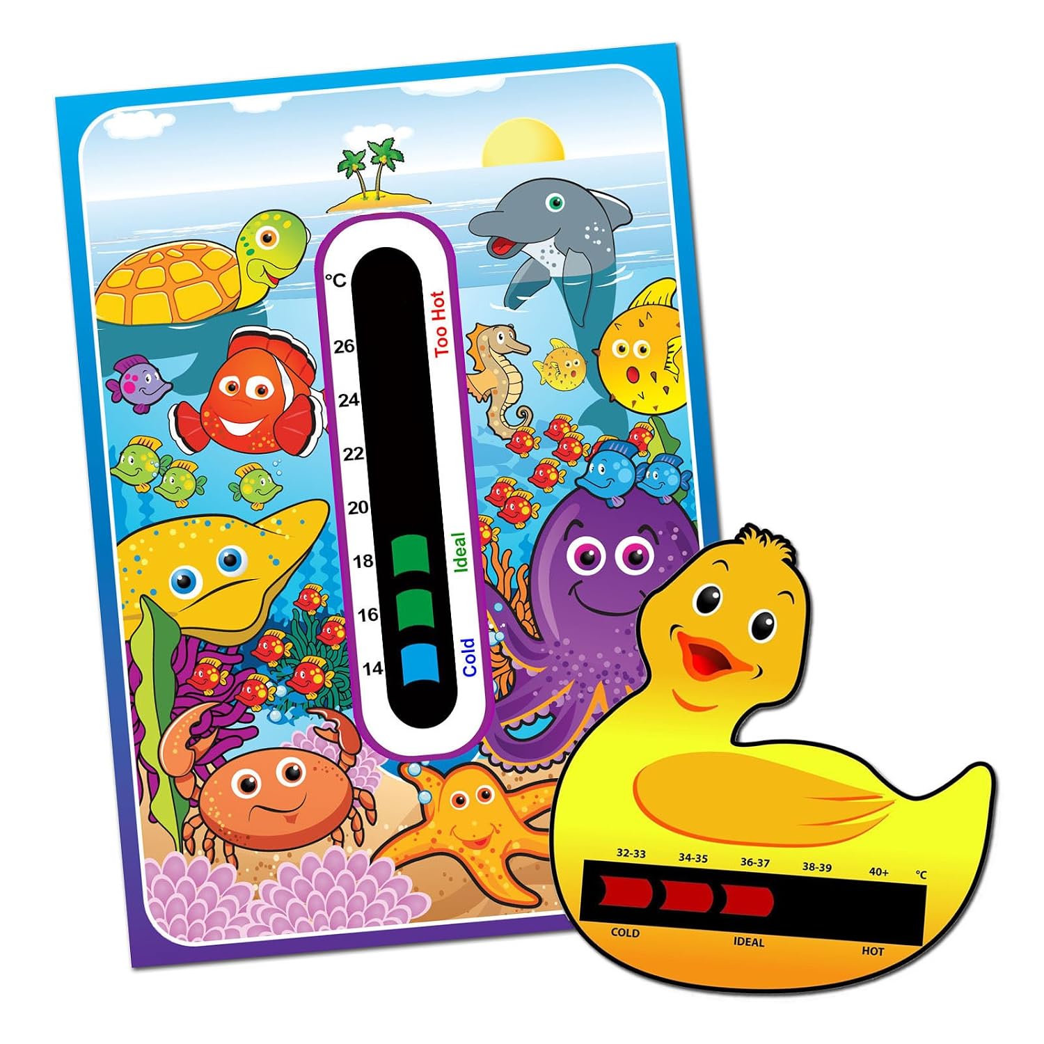Pack of Marine Room Thermometer Card and Duck Baby Bath Safety ...
