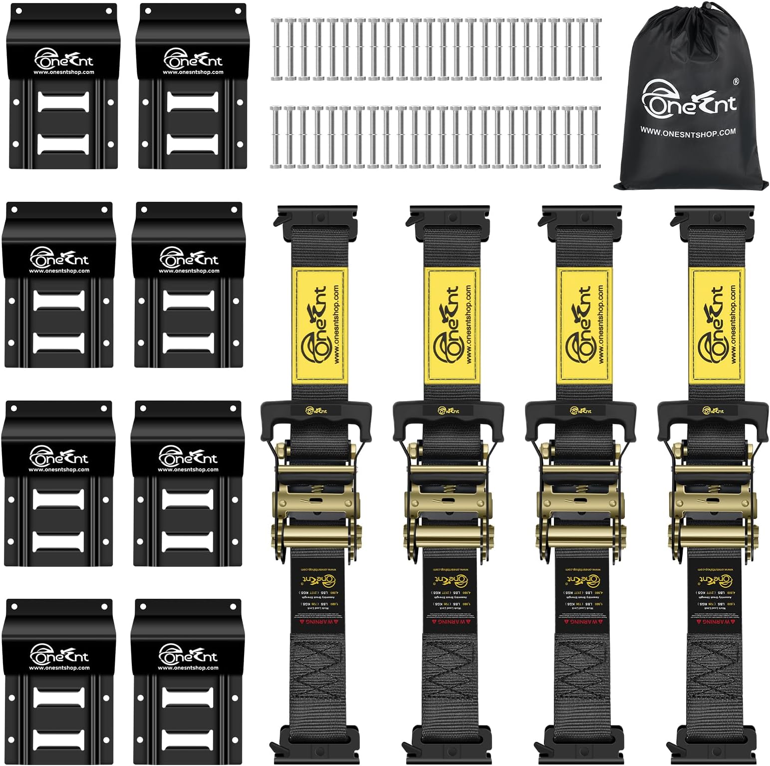 Amazon.com: 4Pcs E-Track Ratchet Straps with Wheel Chock Kit|2” x10 ft ...