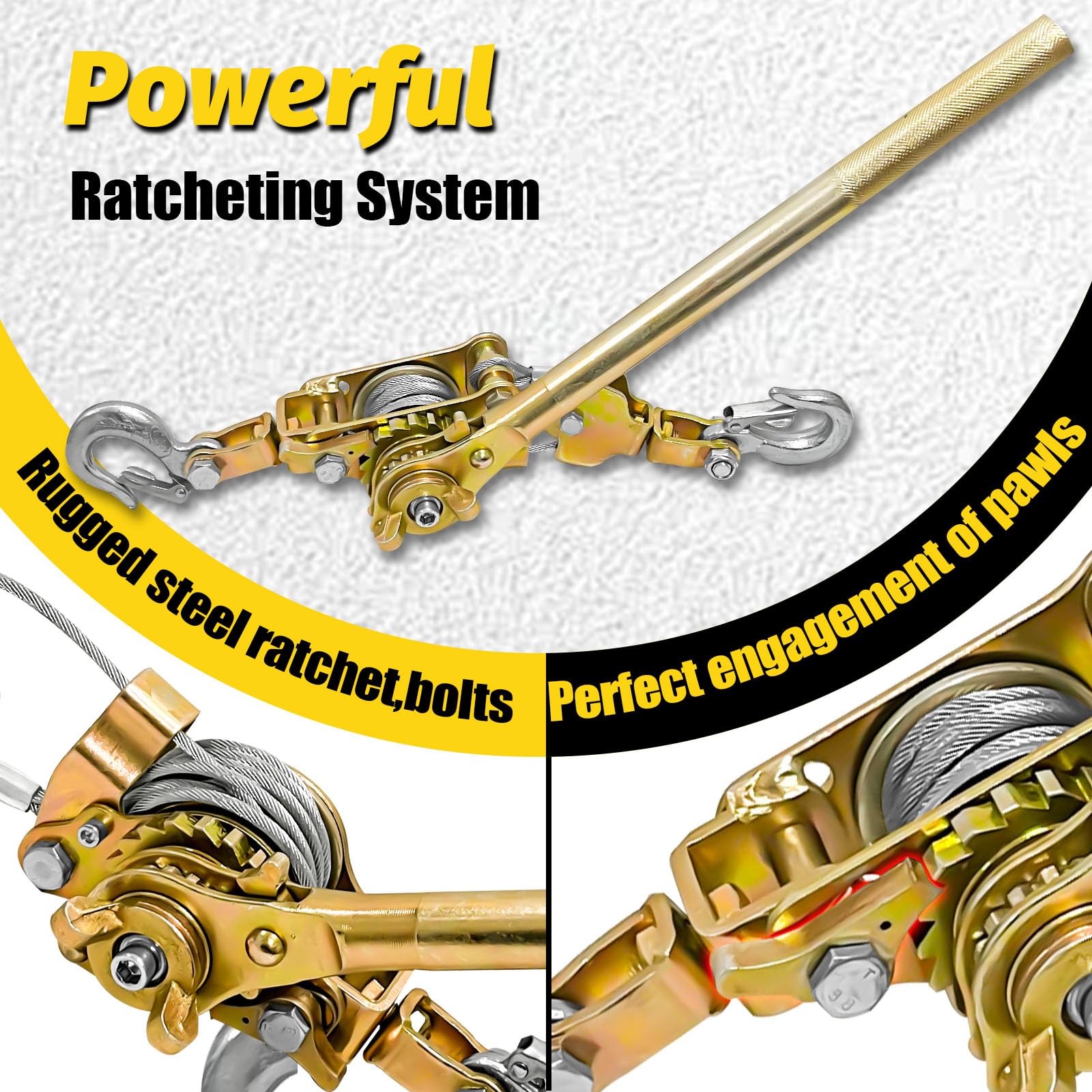 SENKEYFE Come Along Winch Puller, Cable Hoist Winch Puller with 2 Hooks ...