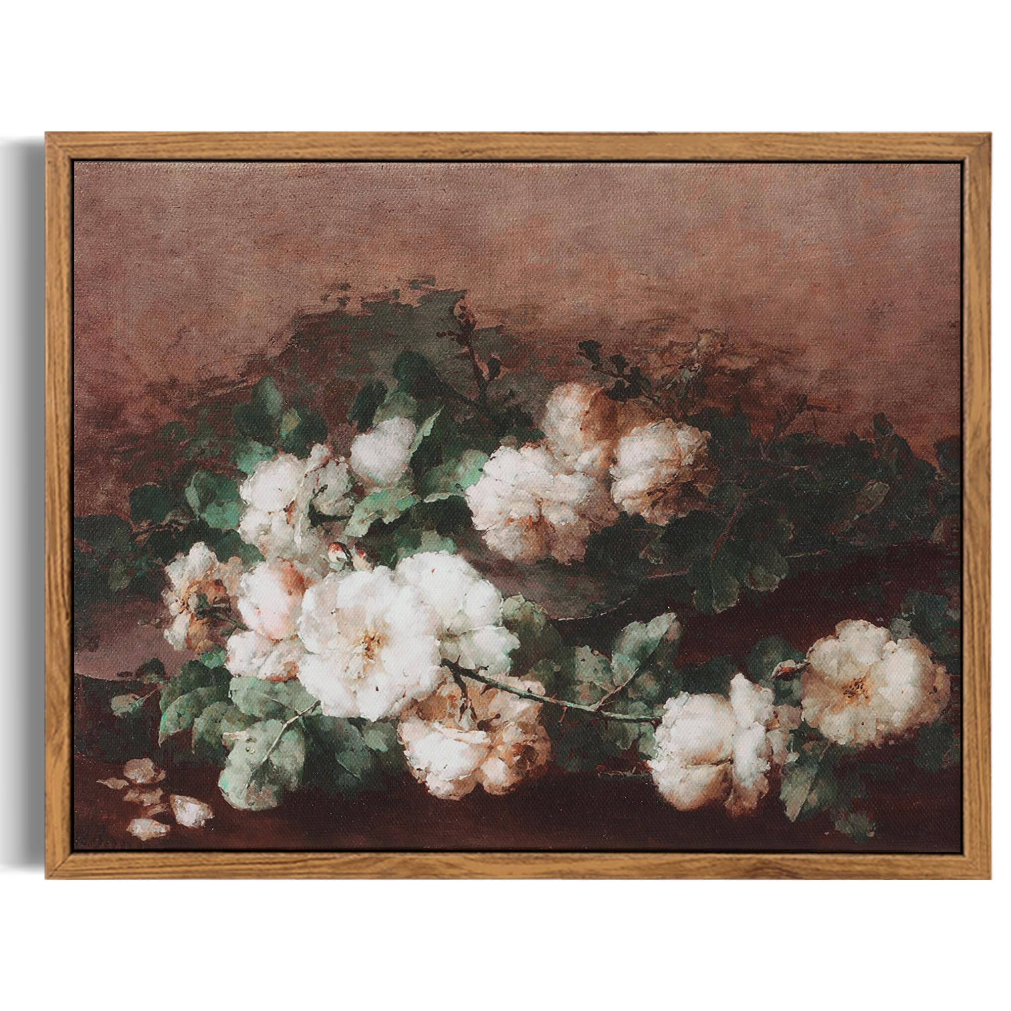 Amazon.com: Bluebubble Framed Canvas Vintage Wall Art For Living Room Home Decoration, Rose and ...