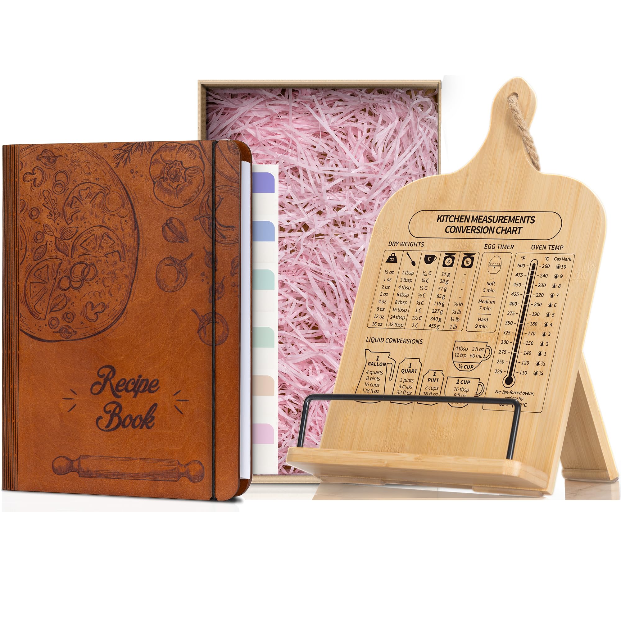 Amazon.com: Bamboo Cookbook Stand with Measurement Conversion Chart ...