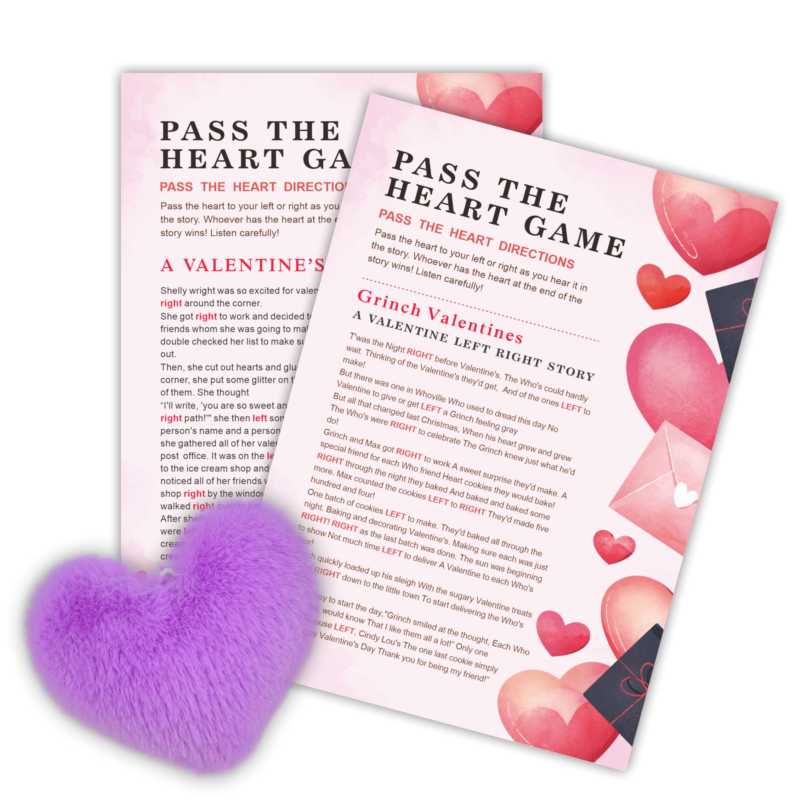 Amazon.com: NYCTUG Valentine's Day Game -Pass The Heart, 2 Left Right ...