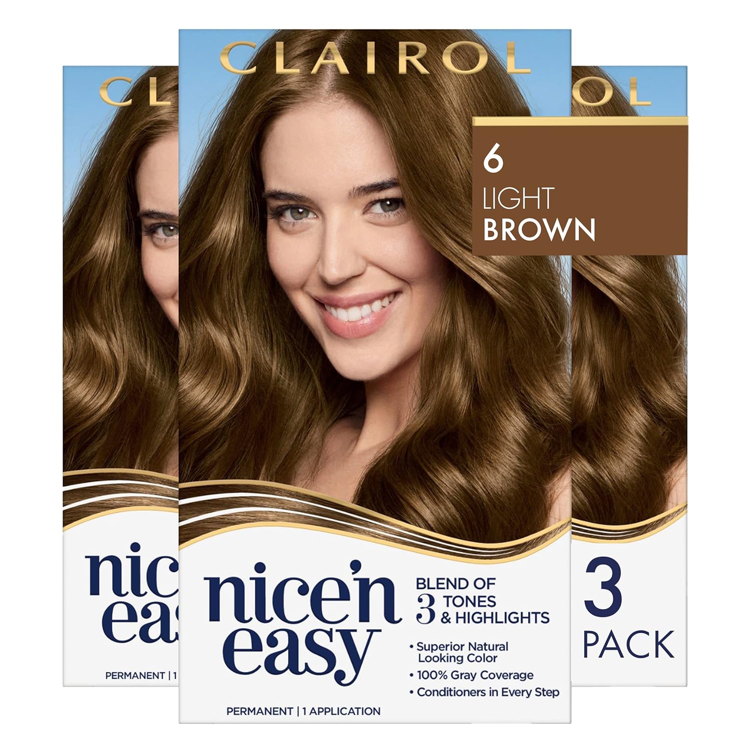 Amazon.com: Clairol Nice'n Easy Permanent Hair Dye, 6 Light Brown Hair ...