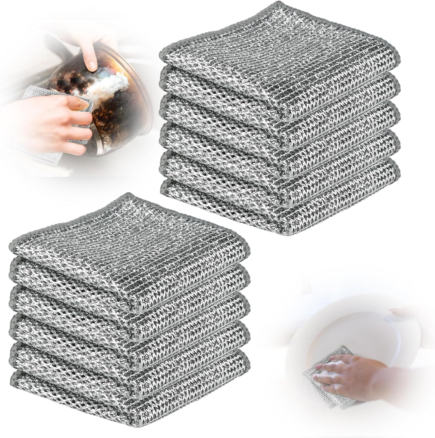 Generic 10 Pcs Wire Dishwashing Rag, Double Layer Non Scratch Wire ...