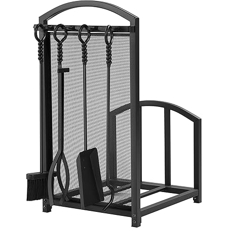 Amazon.com : Yaheetech Firewood Rack with 4 Fireplace Tools for Indoor ...