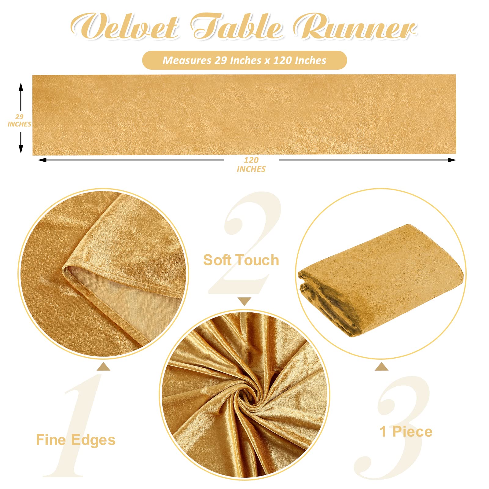 Snapklik.com : Gold Velvet Table Runner 10ft Extra Long Luxury 29x120 ...