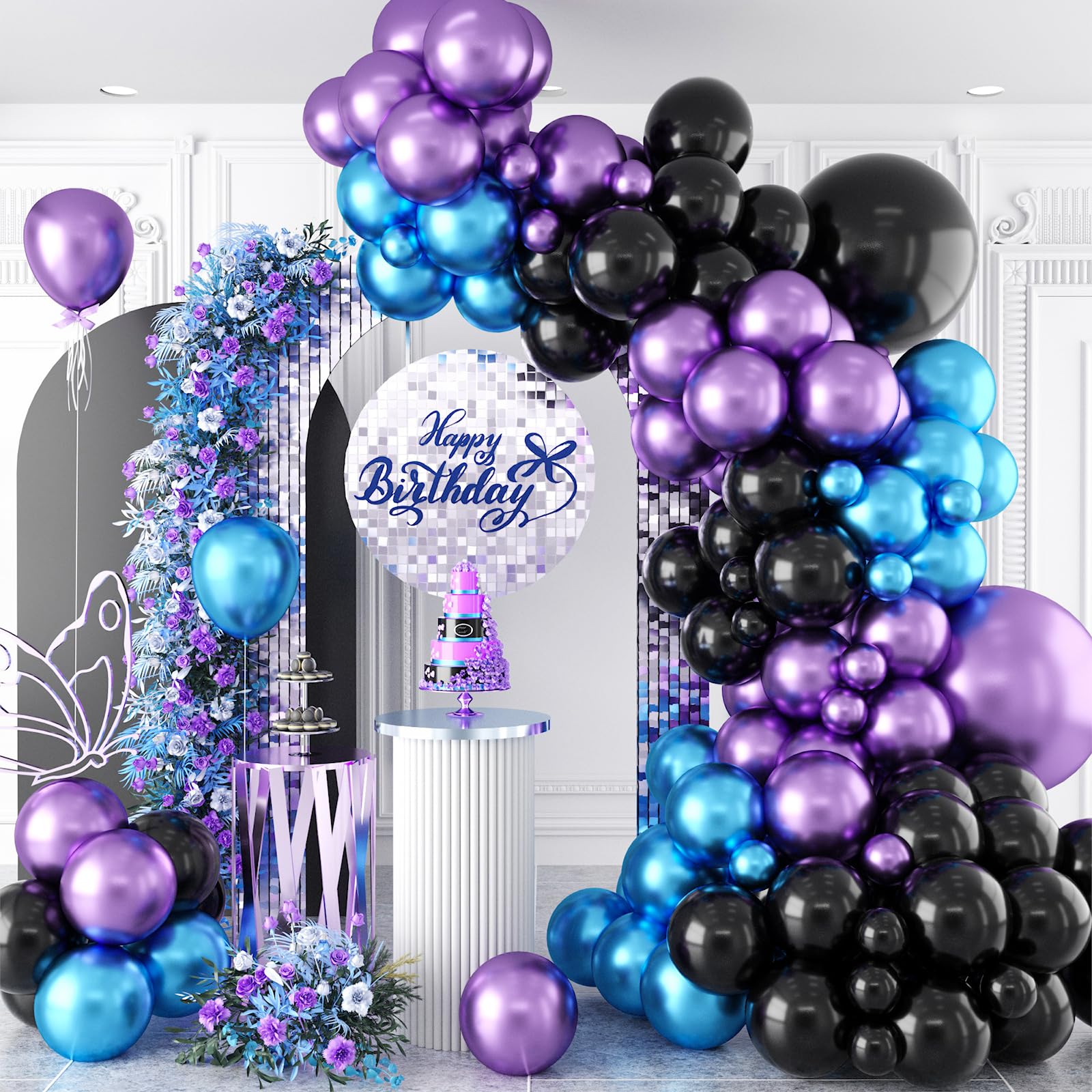 Snapklik.com : Purple And Blue Balloon Arch Kit, 105 Pcs 5 10 18 Inch ...