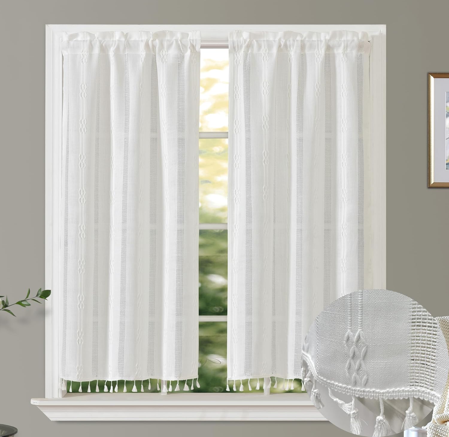Amazon.com: GOHD Country Road Tiers Kitchen Curtains Boho Jacquard ...