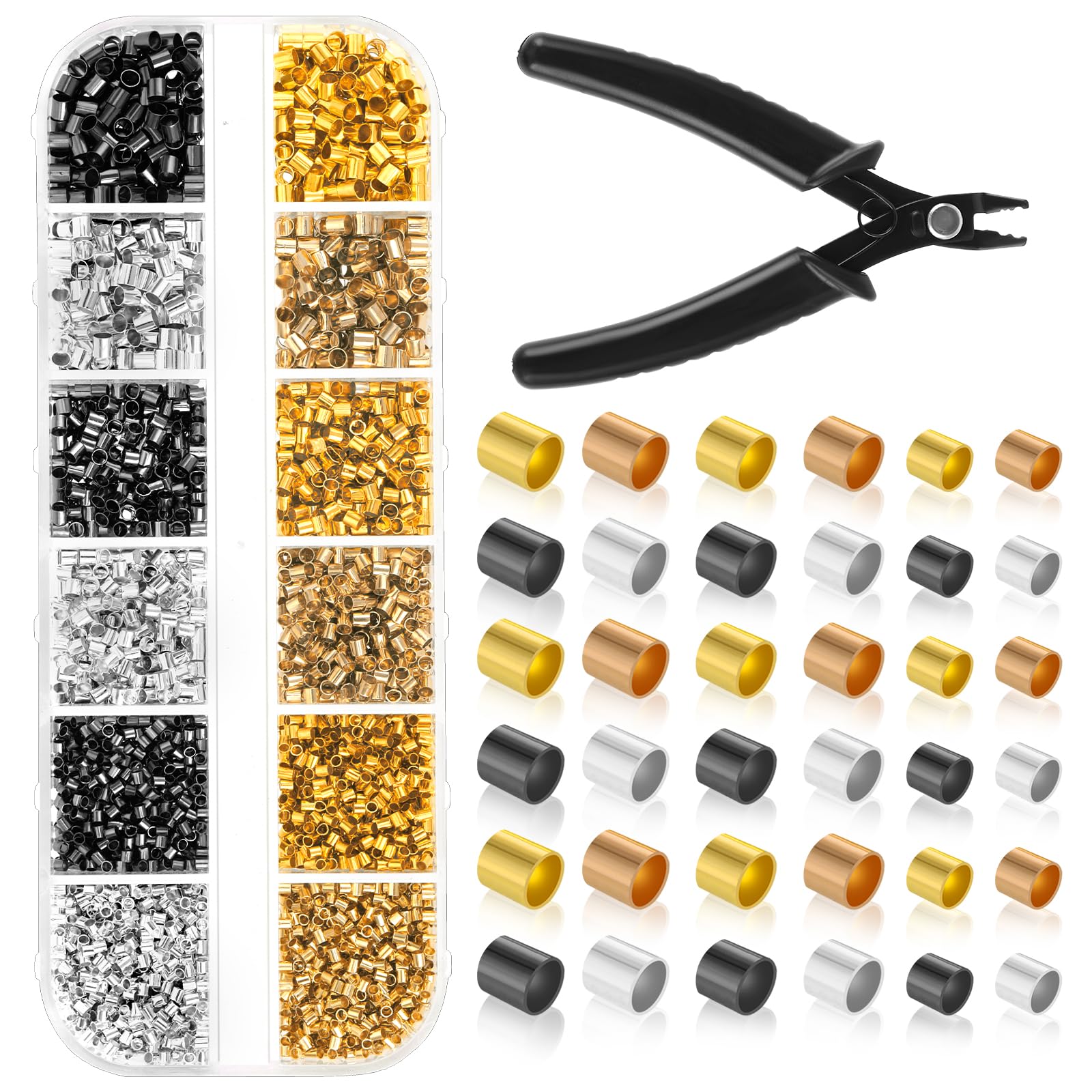 Crimp Beads for Jewelry Making, 2200 Pcs Crimp Bead with Crimping ...